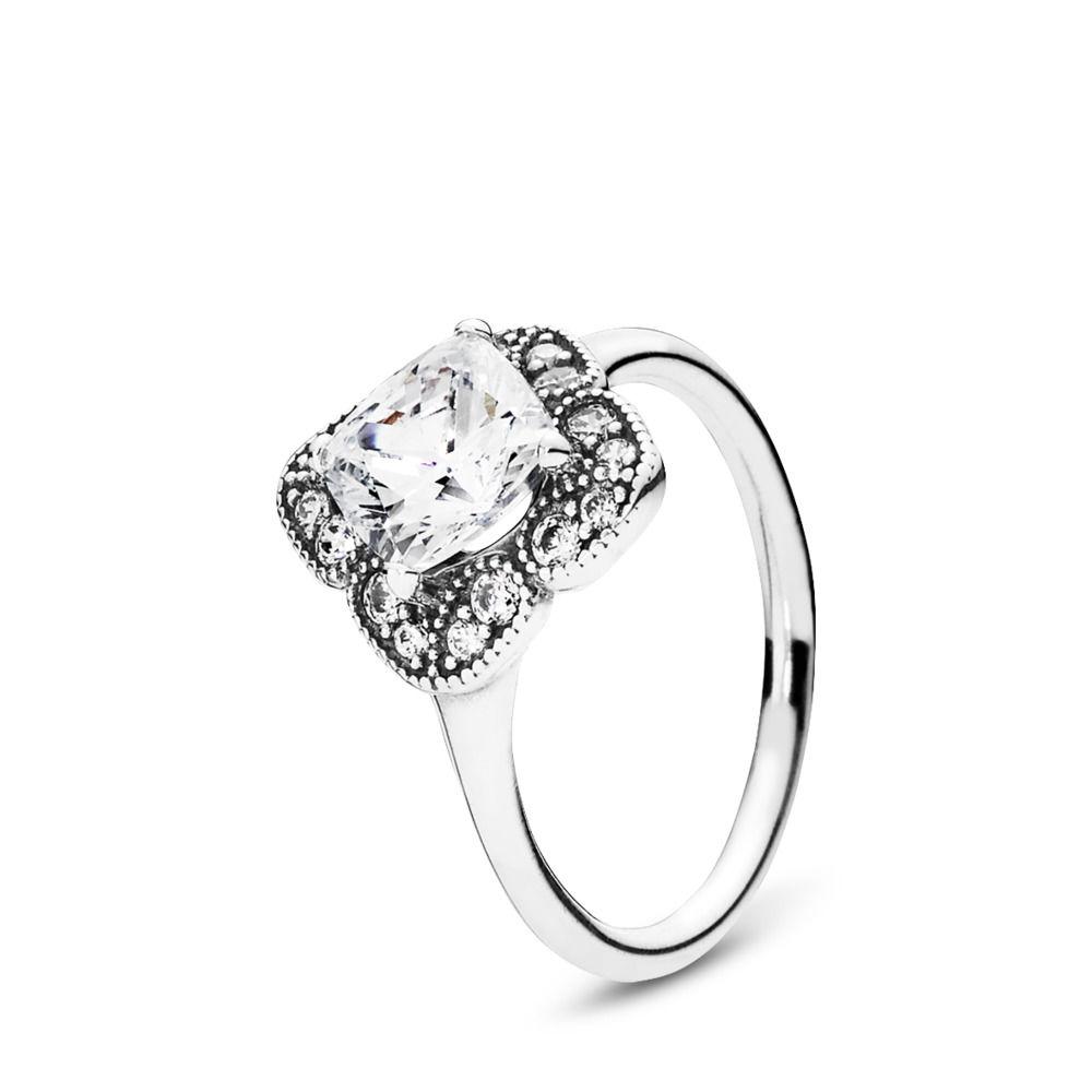 PANDORA Silver Cz Floral Fancy Ring in Metallic | Lyst