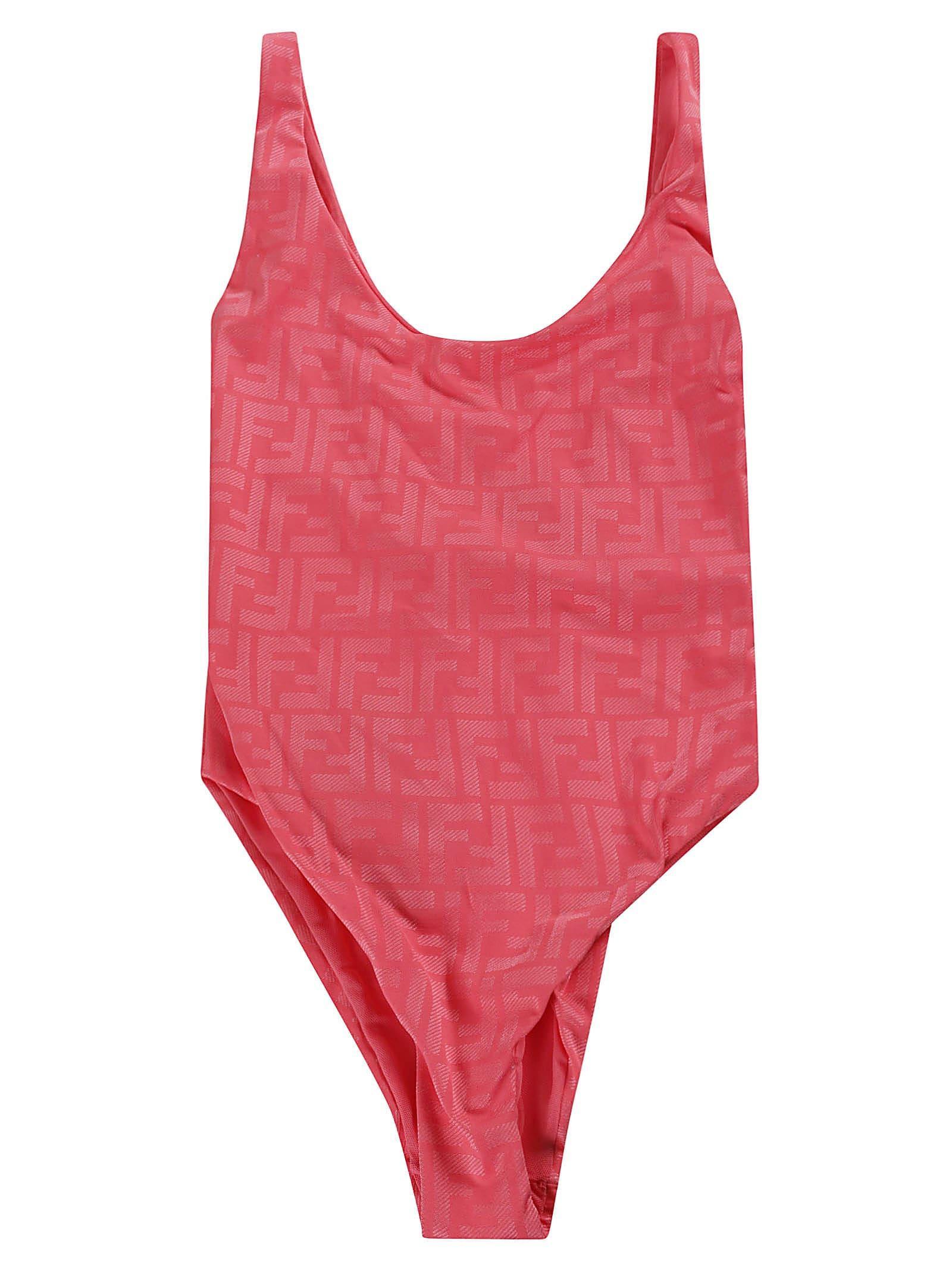 Fendi Logo Monogram Swimsuit in Red | Lyst