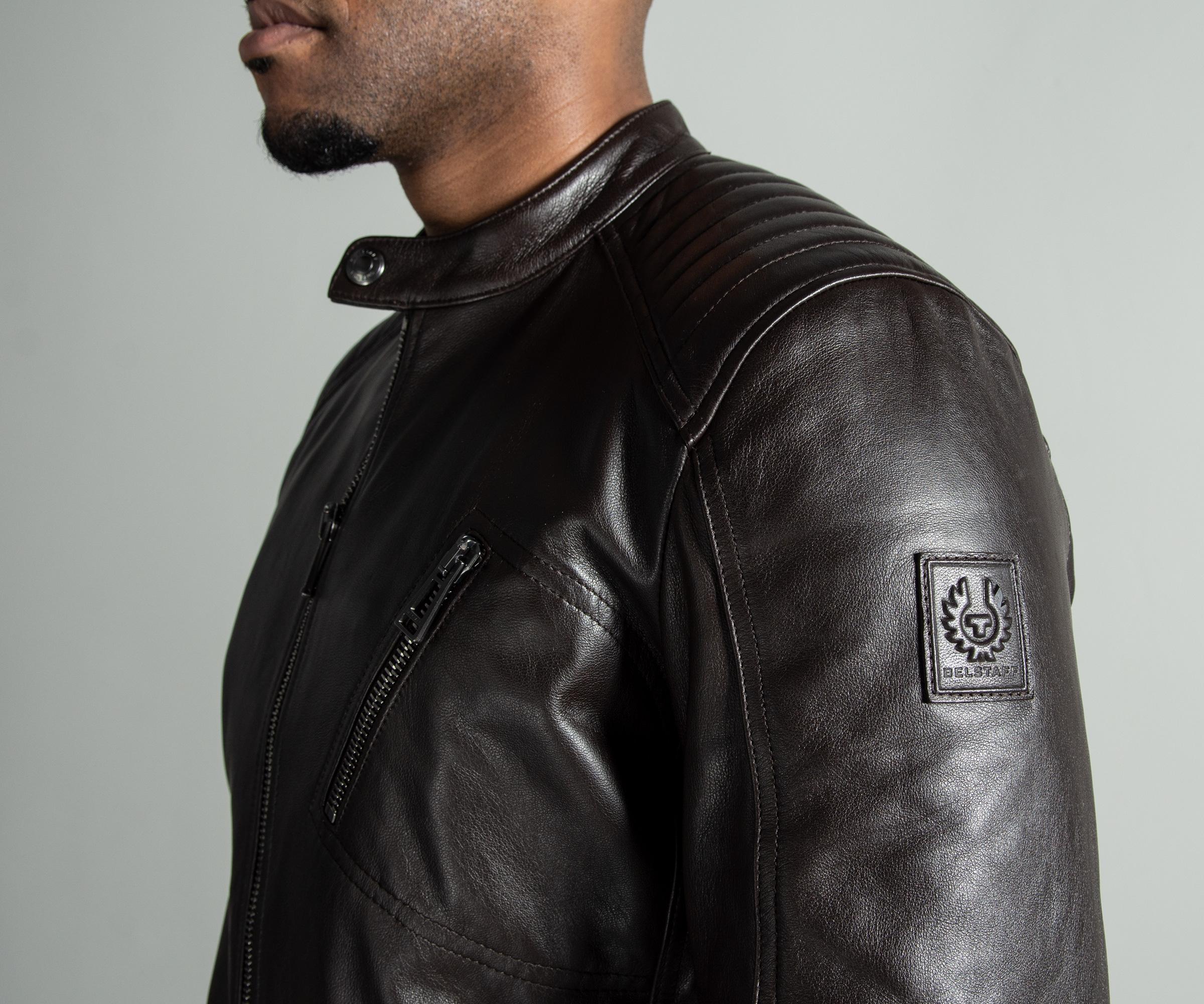 Belstaff Leather 'v-racer' Café Racer Jacket Dark Brown for Men - Lyst