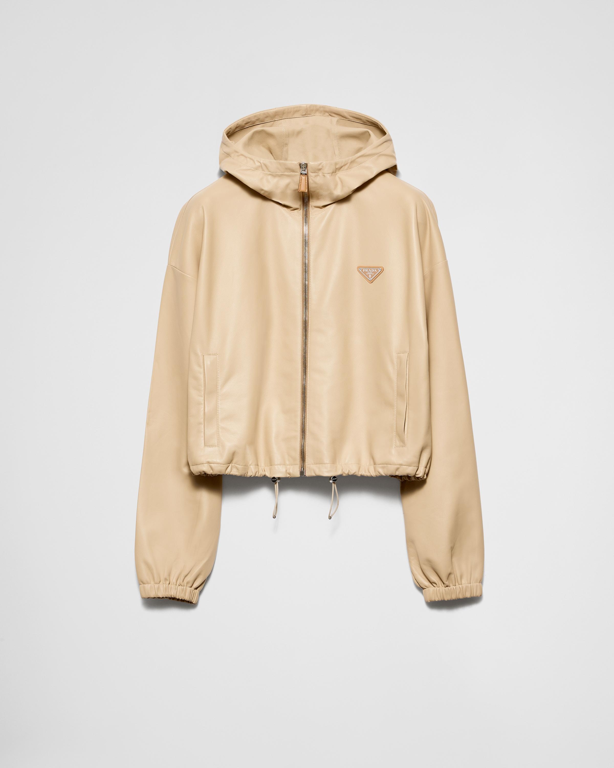Prada Nappa Leather Jacket in Natural | Lyst