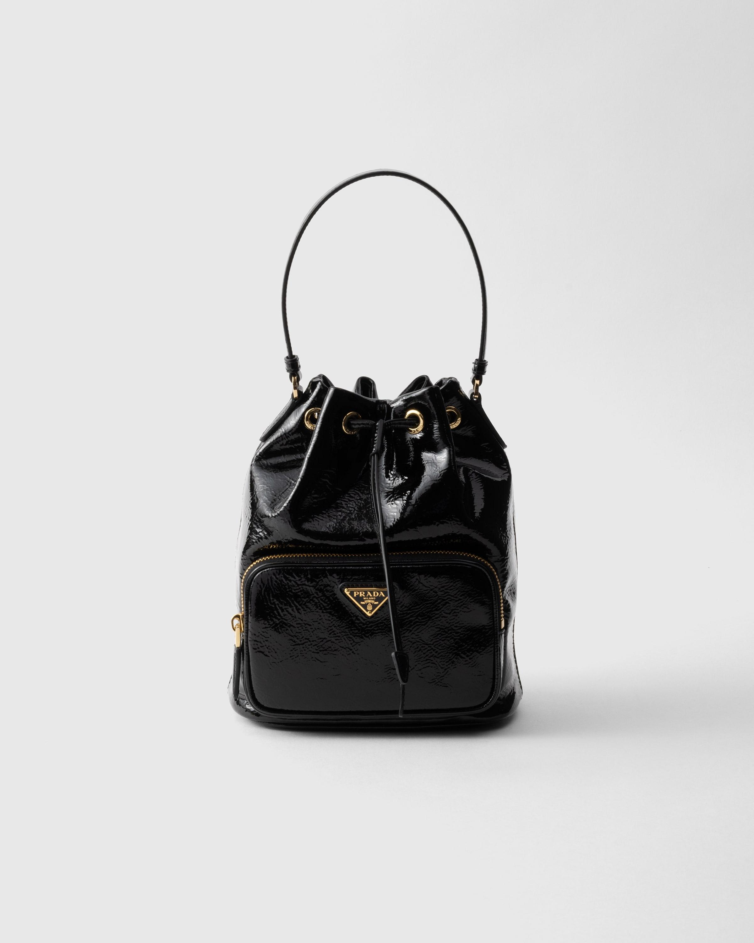Prada Duet Naplak Patent Leather Bucket Bag in Black | Lyst