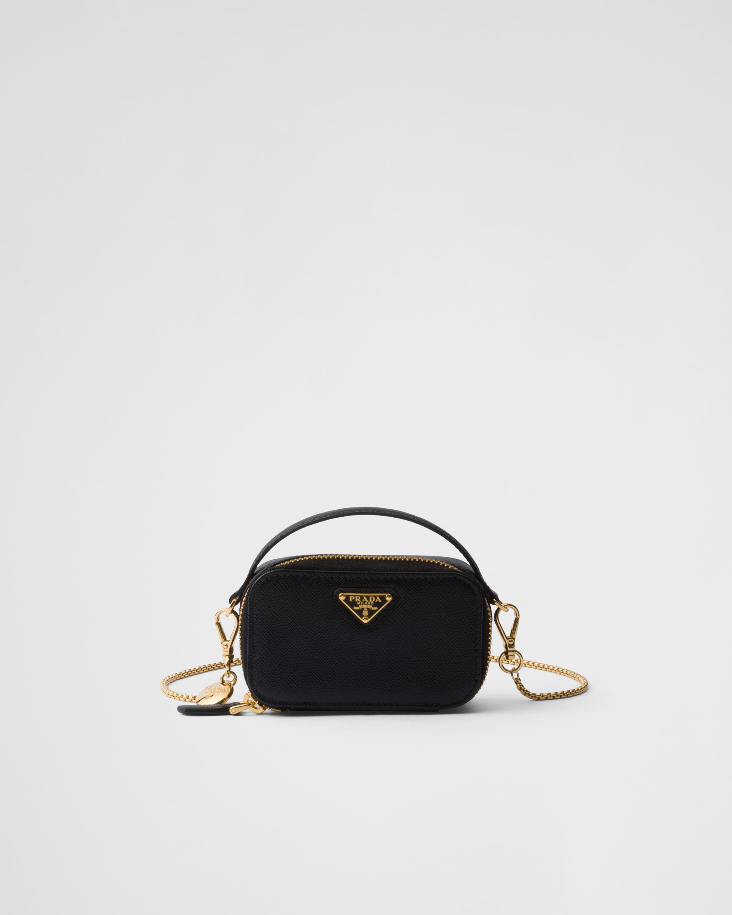 Prada Saffiano Leather Mini-Pouch in Black | Lyst