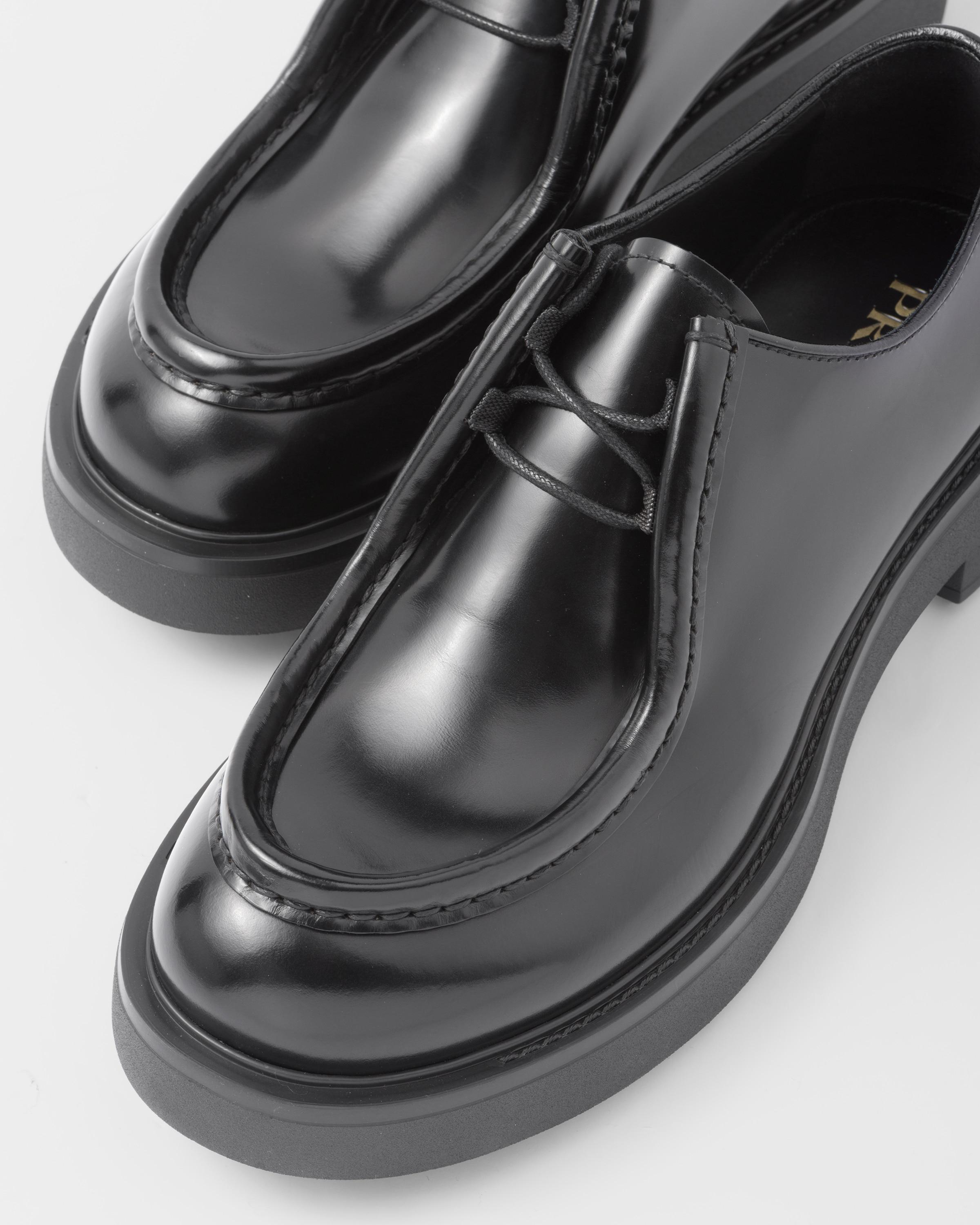 Prada Diapason Opaque Brushed Leather Lace-up Shoes in Black Prada Diapason Opaque Brushed Leather Lace-up Shoes in Black