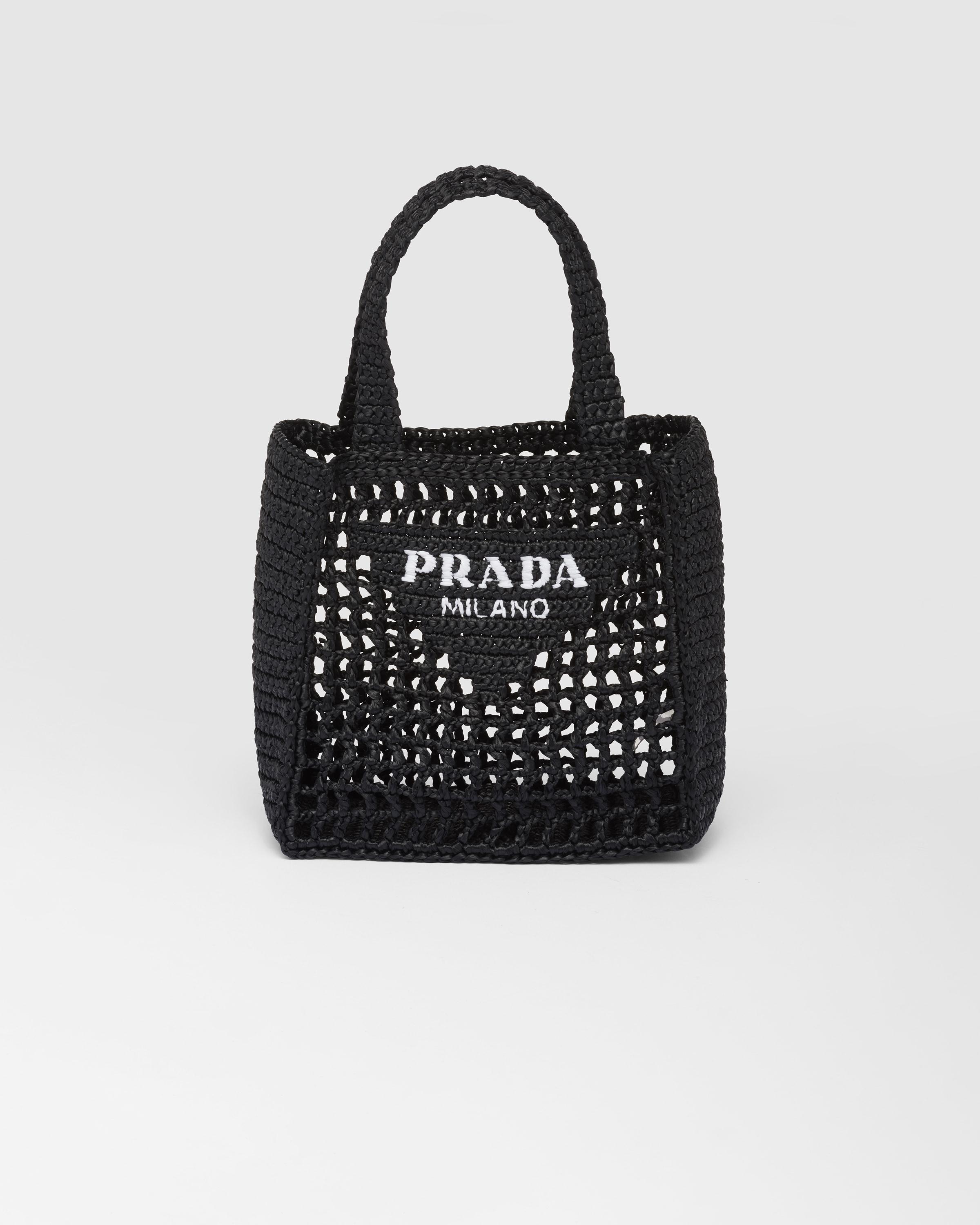 Prada Small Raffia Tote in Black | Lyst