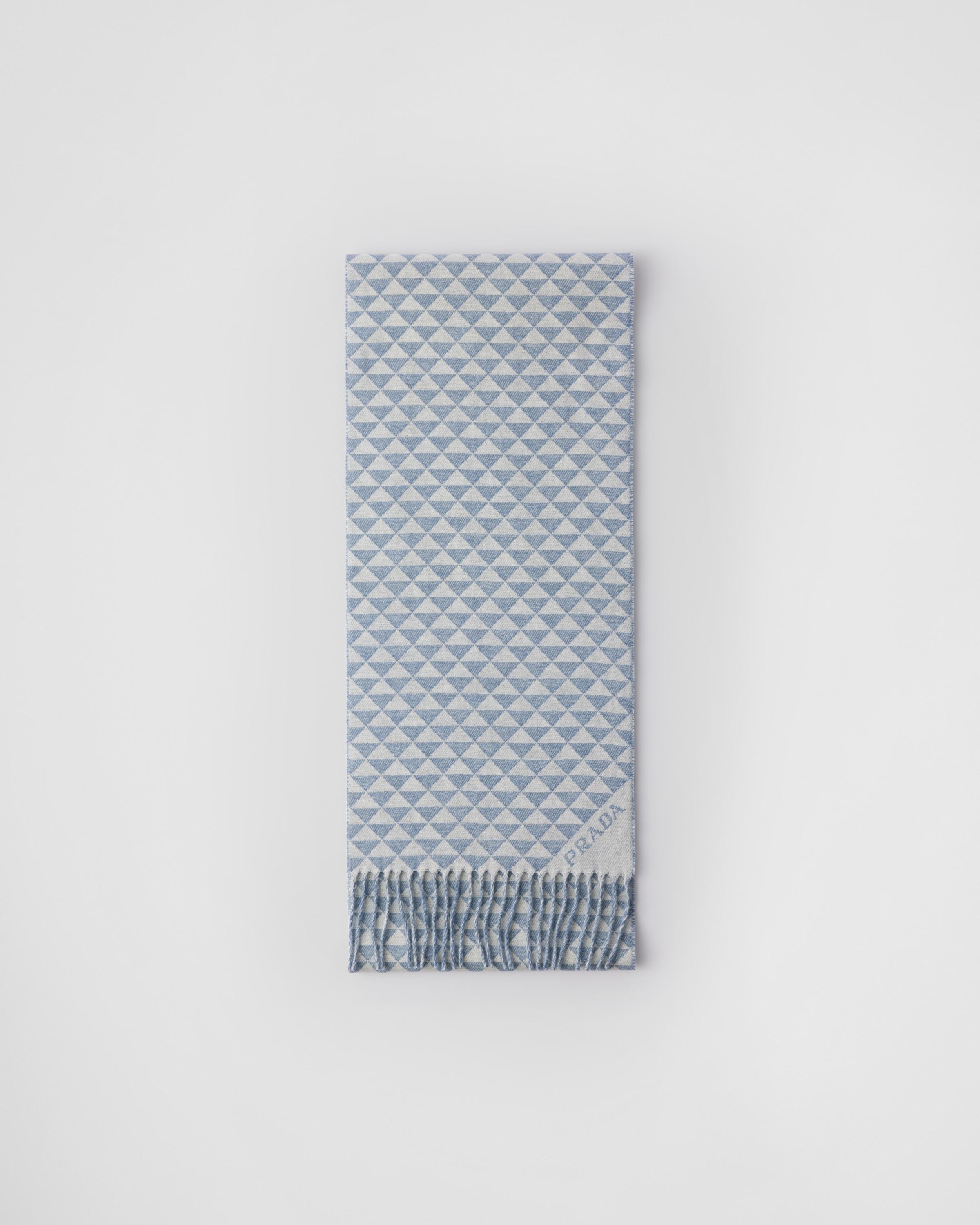 Prada Symbole Double Wool And Cashmere Scarf in Blue | Lyst