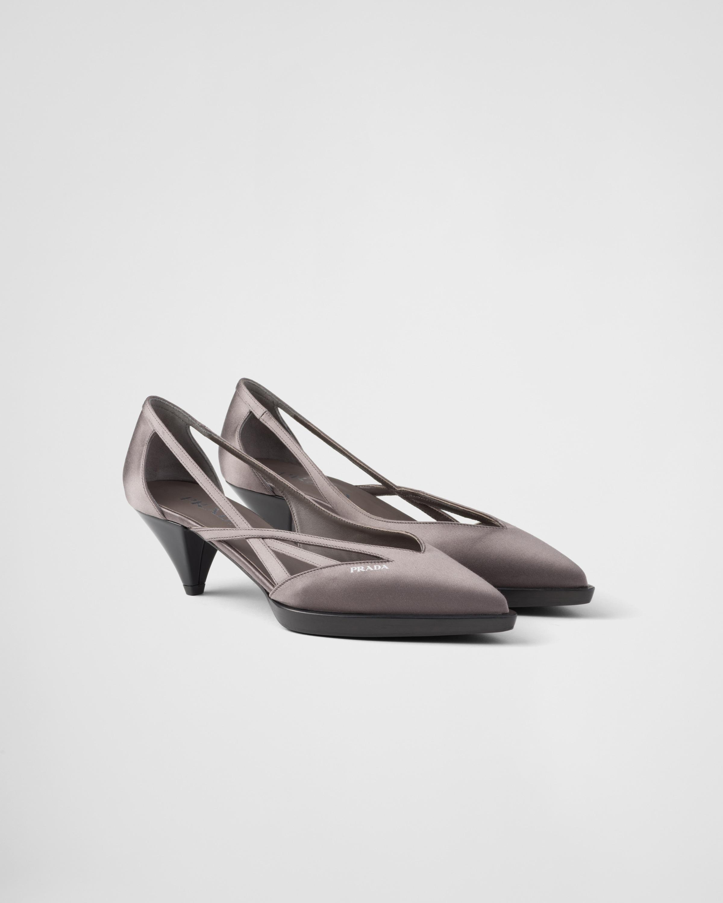 Prada Satin Cut-Out Pumps in White | Lyst
