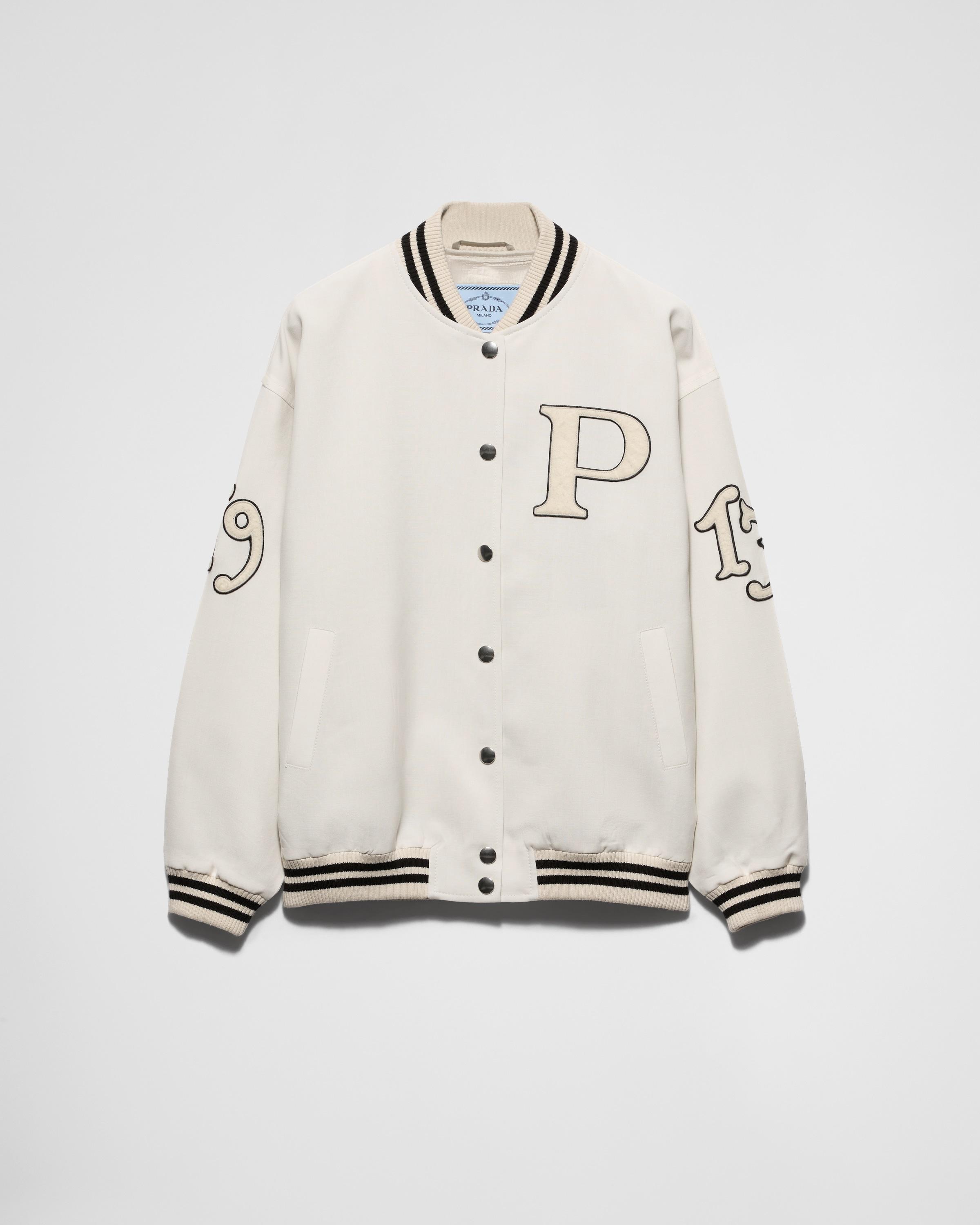 Prada Kid Mohair Bomber Jacket With Patches in White | Lyst
