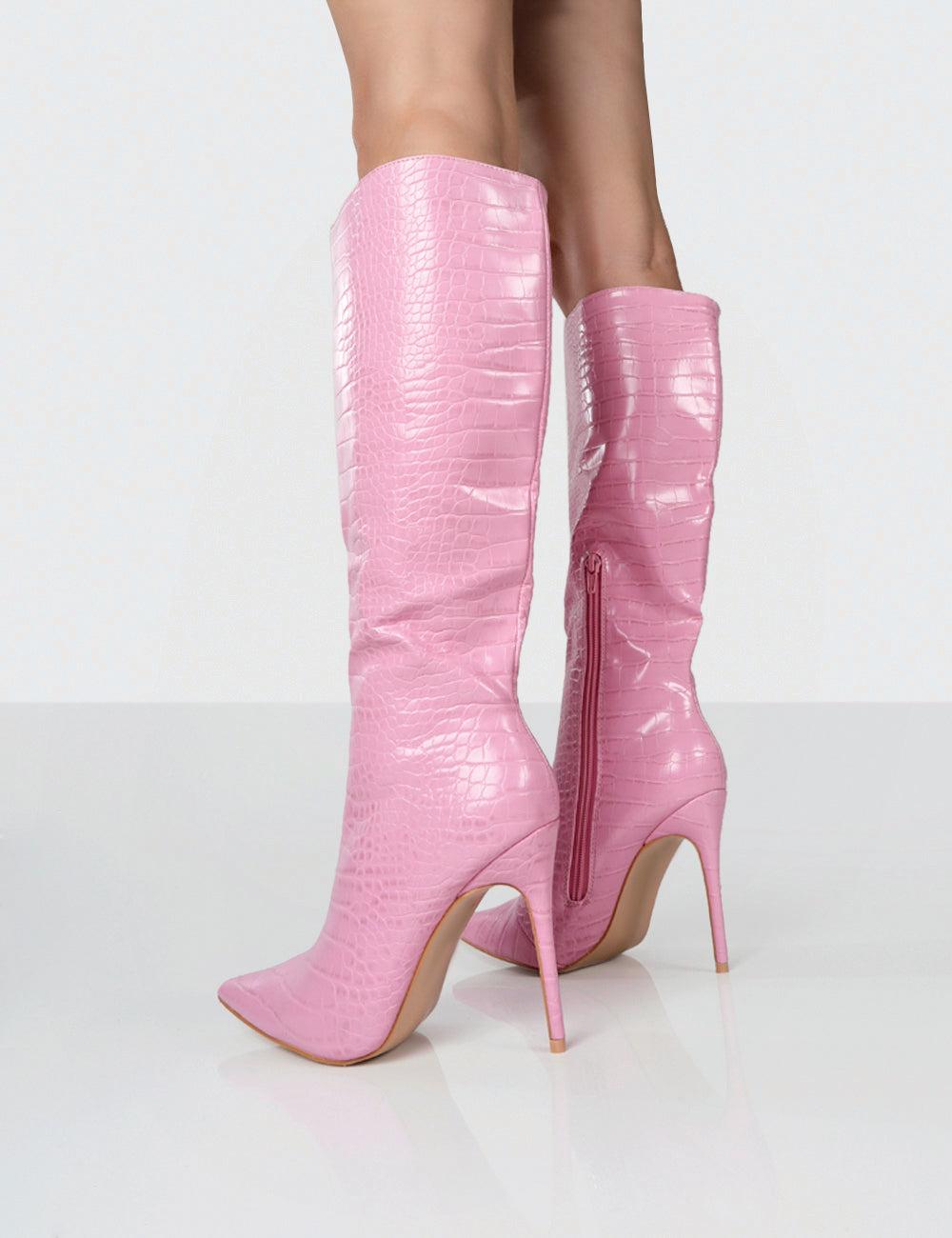 High Heel Low Boots Pink