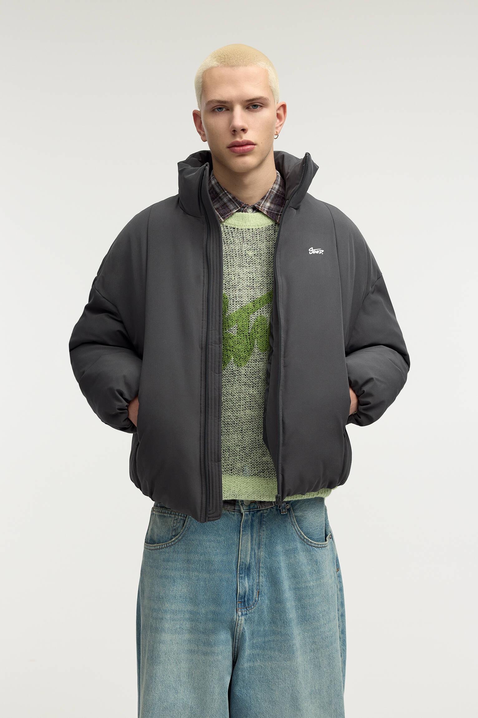 Pull&Bear Puffer Jacket With Stwd Logo in Grey for Men | Lyst UK