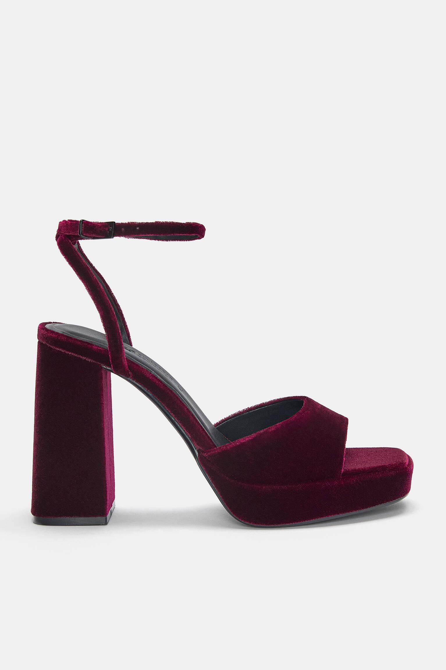 Pull&Bear Velvet Platform High-Heel Sandals | Lyst UK