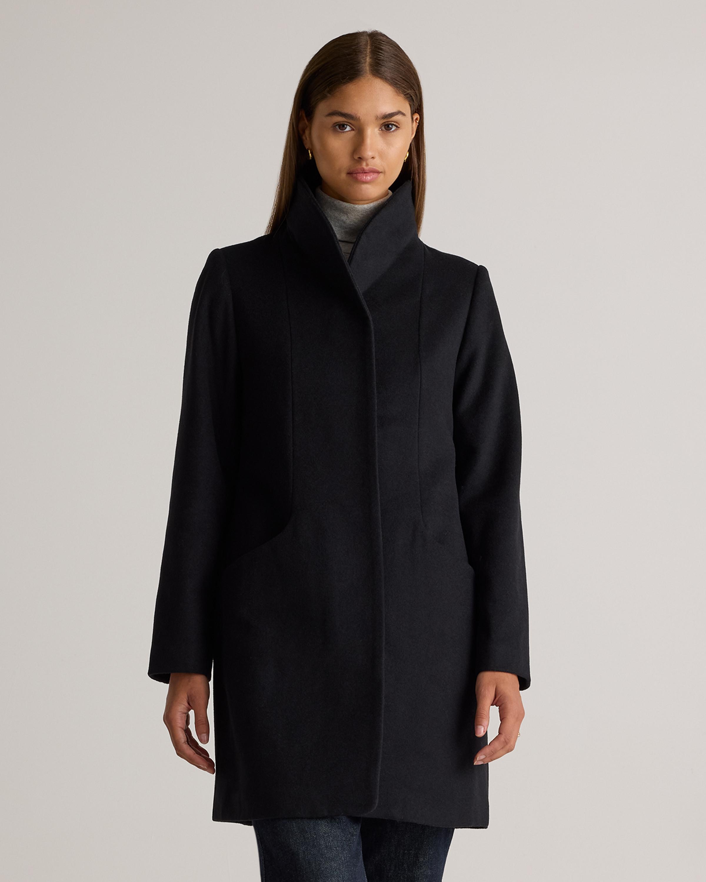 Quince Italian Wool Cocoon Coat, Wool/Nylon in Black | Lyst