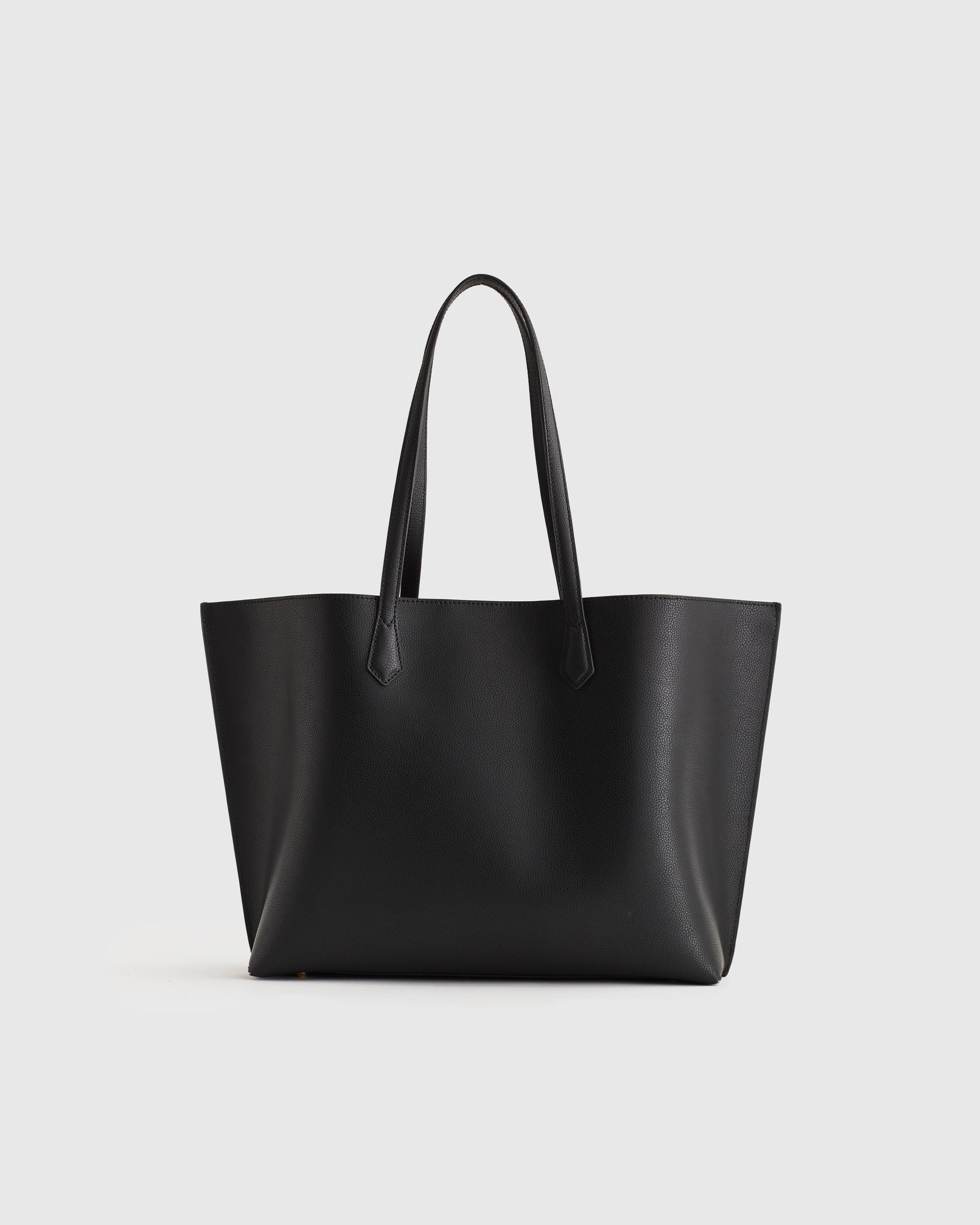 Quince Italian Leather Triple Compartment Shopper Tote in Black | Lyst