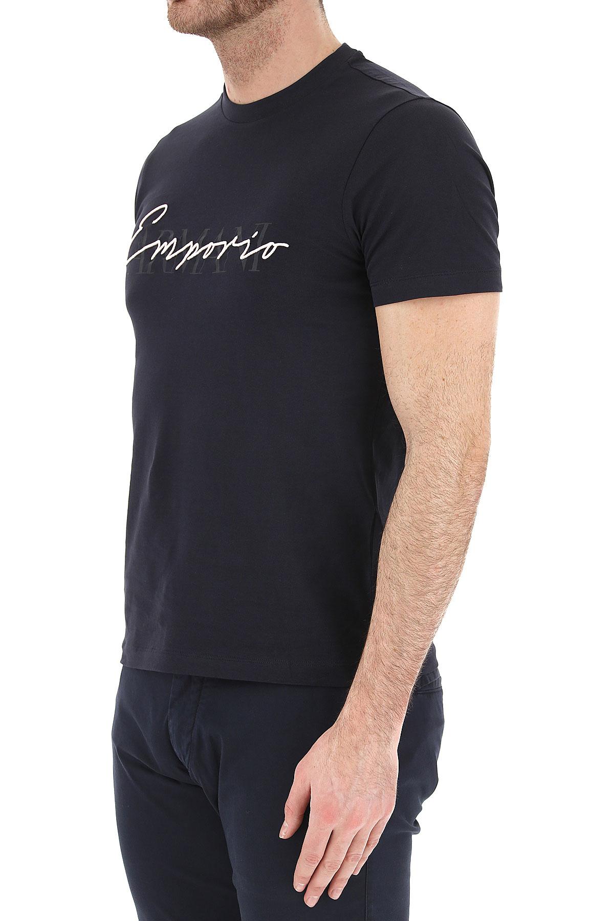 Emporio Armani Cotton T Shirt For Men On Sale In Navy Blue Blue For