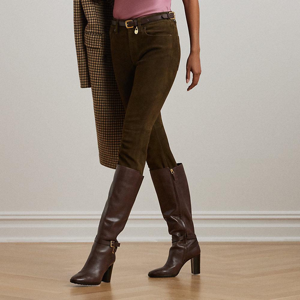 Ralph Lauren Ralph Lauren High-rise Goat-suede Straight Ankle Pant in ...