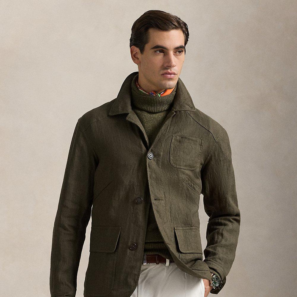 Polo Ralph Lauren Linen Herringbone Utility Jacket in Green for Men | Lyst