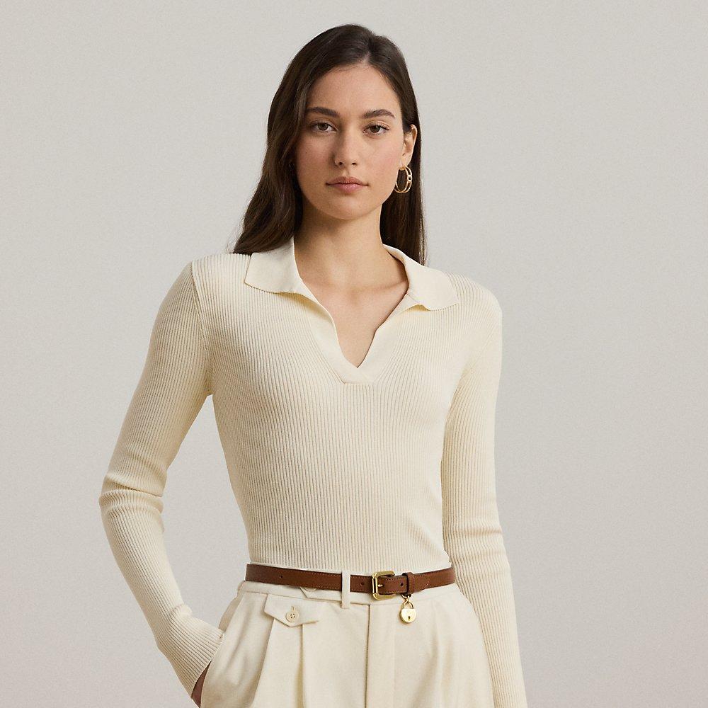 Ralph Lauren Ralph Lauren Rib-knit Polo Sweater in Natural | Lyst