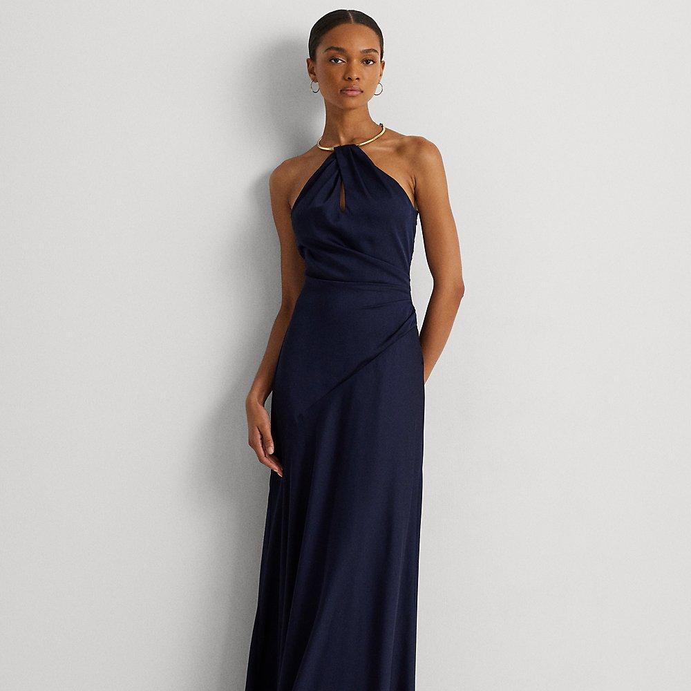 Ralph Lauren Ralph Lauren Satin Charmeuse Halter Gown in Blue | Lyst UK