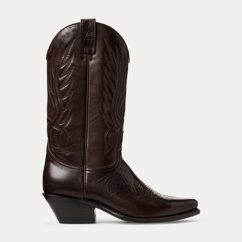 Ralph Lauren Chilton Vachetta Leather Cowboy Boot in Brown | Lyst
