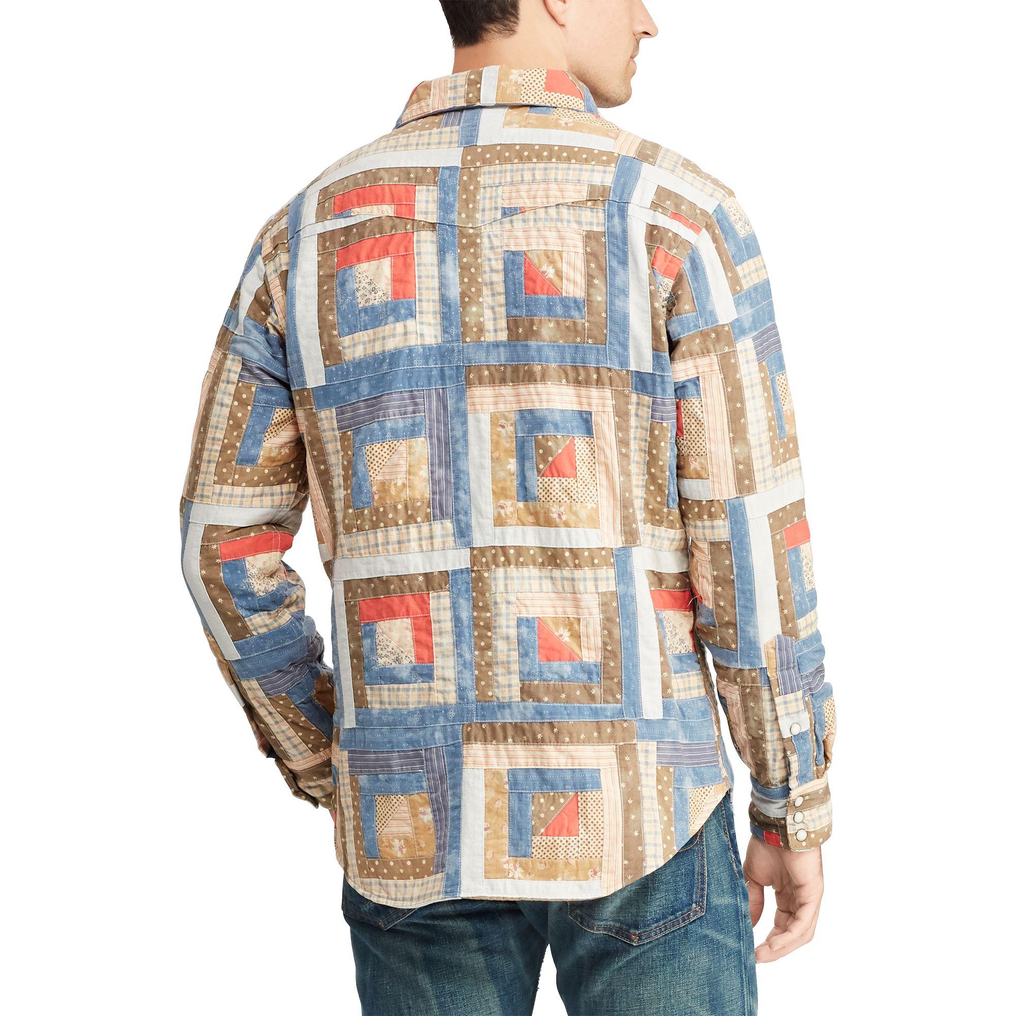 Polo Ralph Lauren Classic Fit Patchwork Shirt in Blue for Men - Lyst