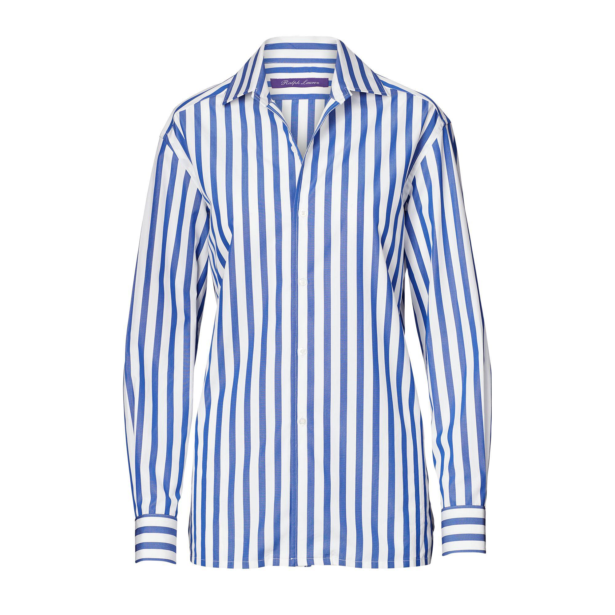 Ralph Lauren Striped Cotton Shirt in Blue - Lyst Ralph Lauren Striped Cotton Shirt in Blue - Lyst