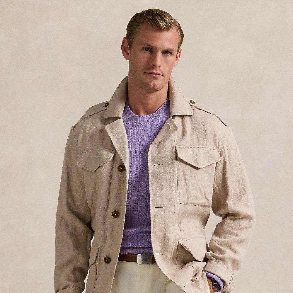 Polo Ralph Lauren Linen Herringbone Field Jacket in Brown for Men | Lyst