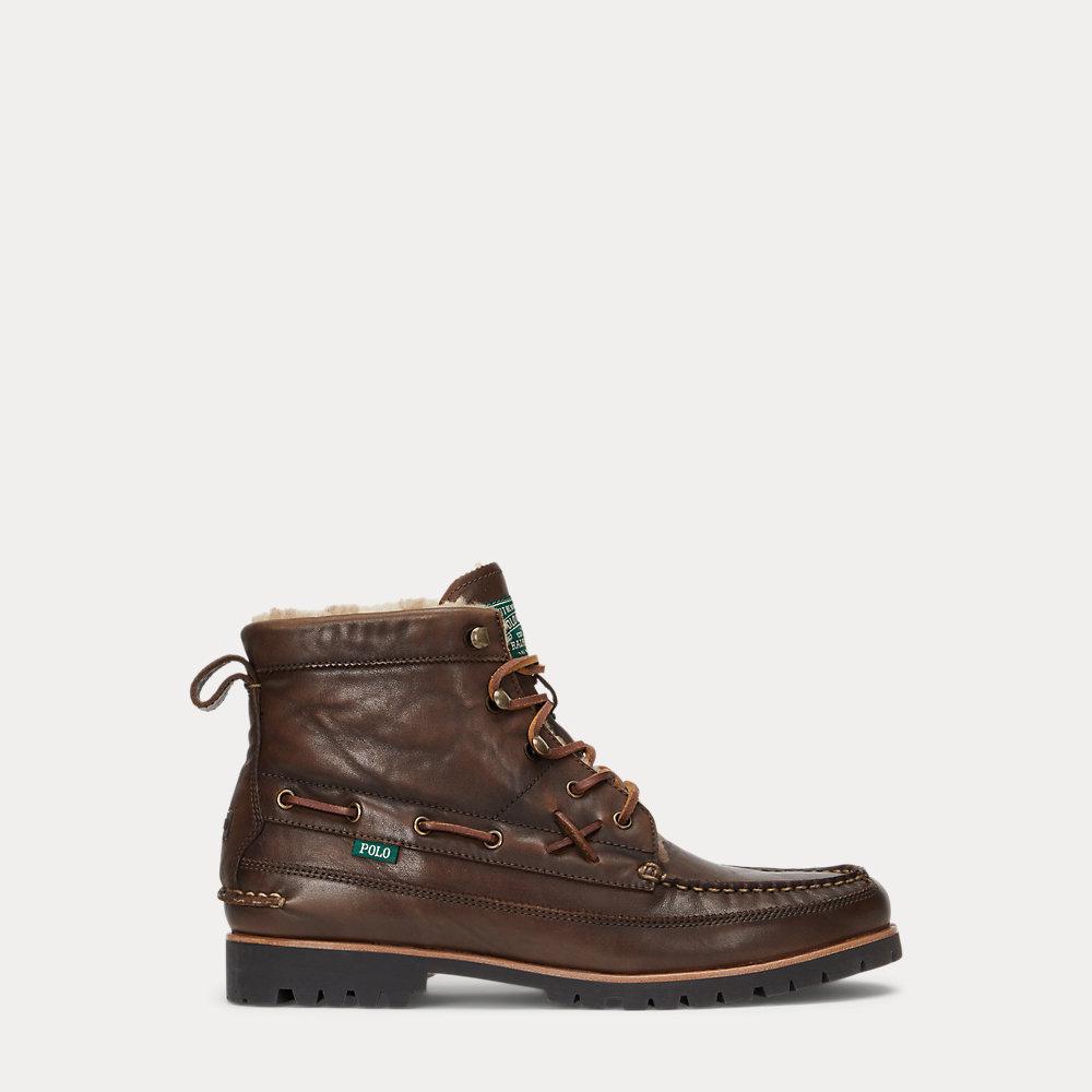 Ralph Lauren Ranger Mid Shearling-lined Leather Boot in Brown for Men ...