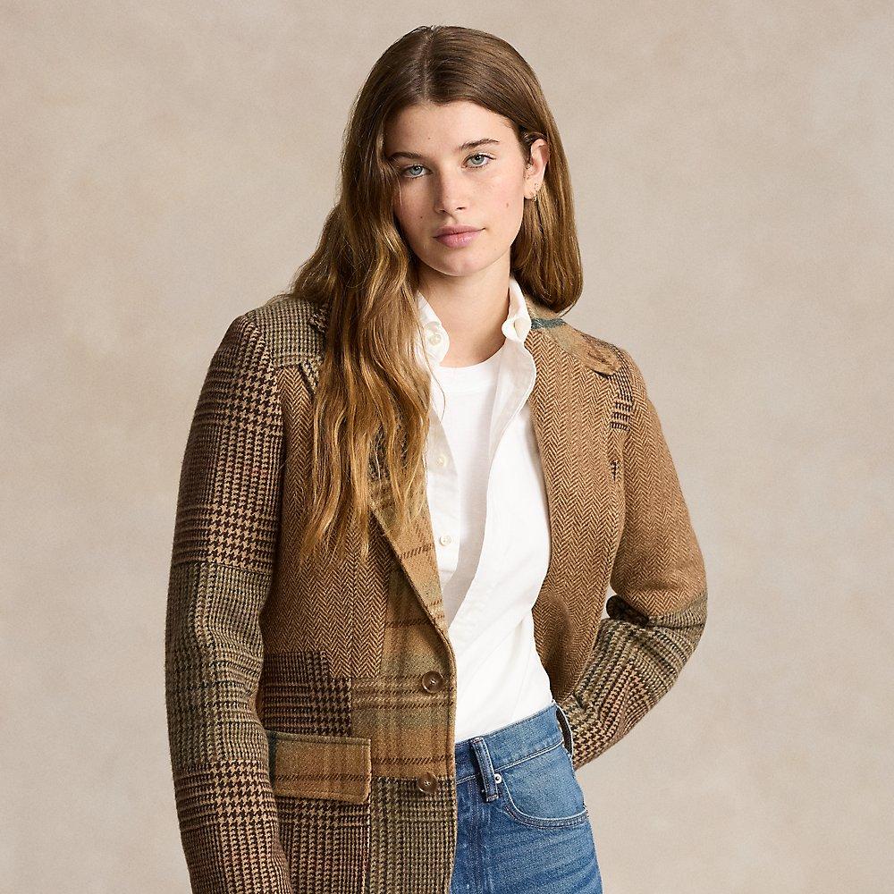 Polo Ralph Lauren Patchwork Herringbone Tweed Blazer in Brown | Lyst