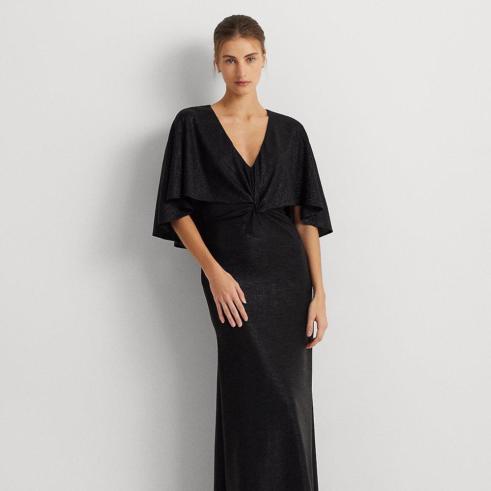 Ralph Lauren Ralph Lauren Metallic Knit Twist-front Cape Gown in Black ...