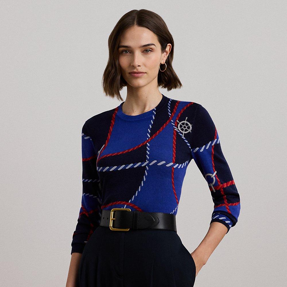Ralph Lauren Ralph Lauren Rope-print Cotton-blend Sweater in Blue | Lyst