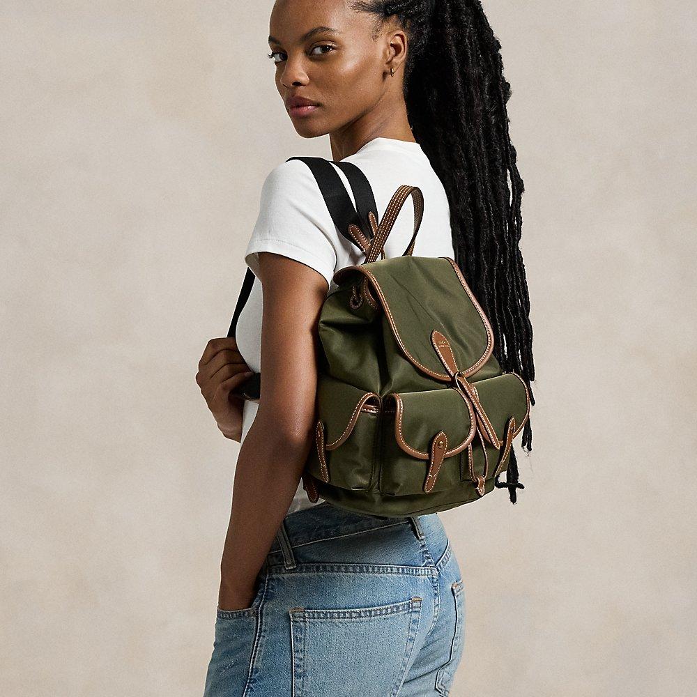 Polo Ralph Lauren Leather-trim Nylon Bellport Backpack in Green | Lyst