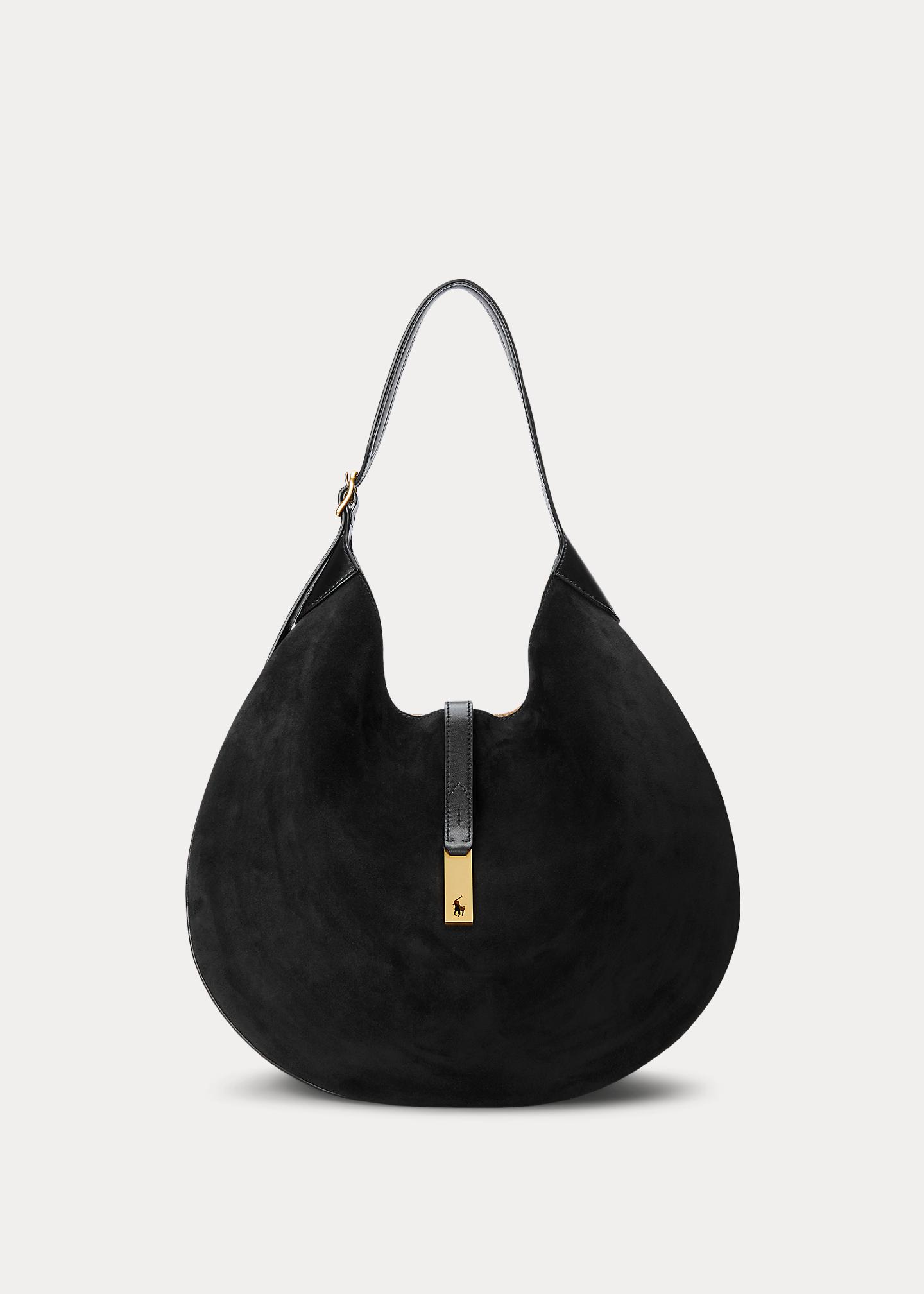 Polo Ralph Lauren Polo Id Leather-trim Suede Shoulder Bag in Black ...
