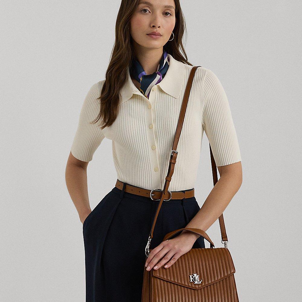 Ralph Lauren Quilted Leather Medium Farrah Satchel in Natural | Lyst