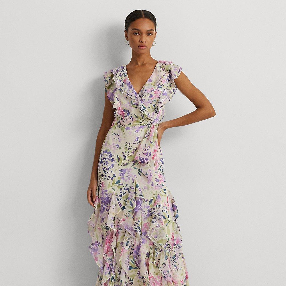 Ralph Lauren Ralph Lauren Floral Ruffle-trim Georgette Gown | Lyst