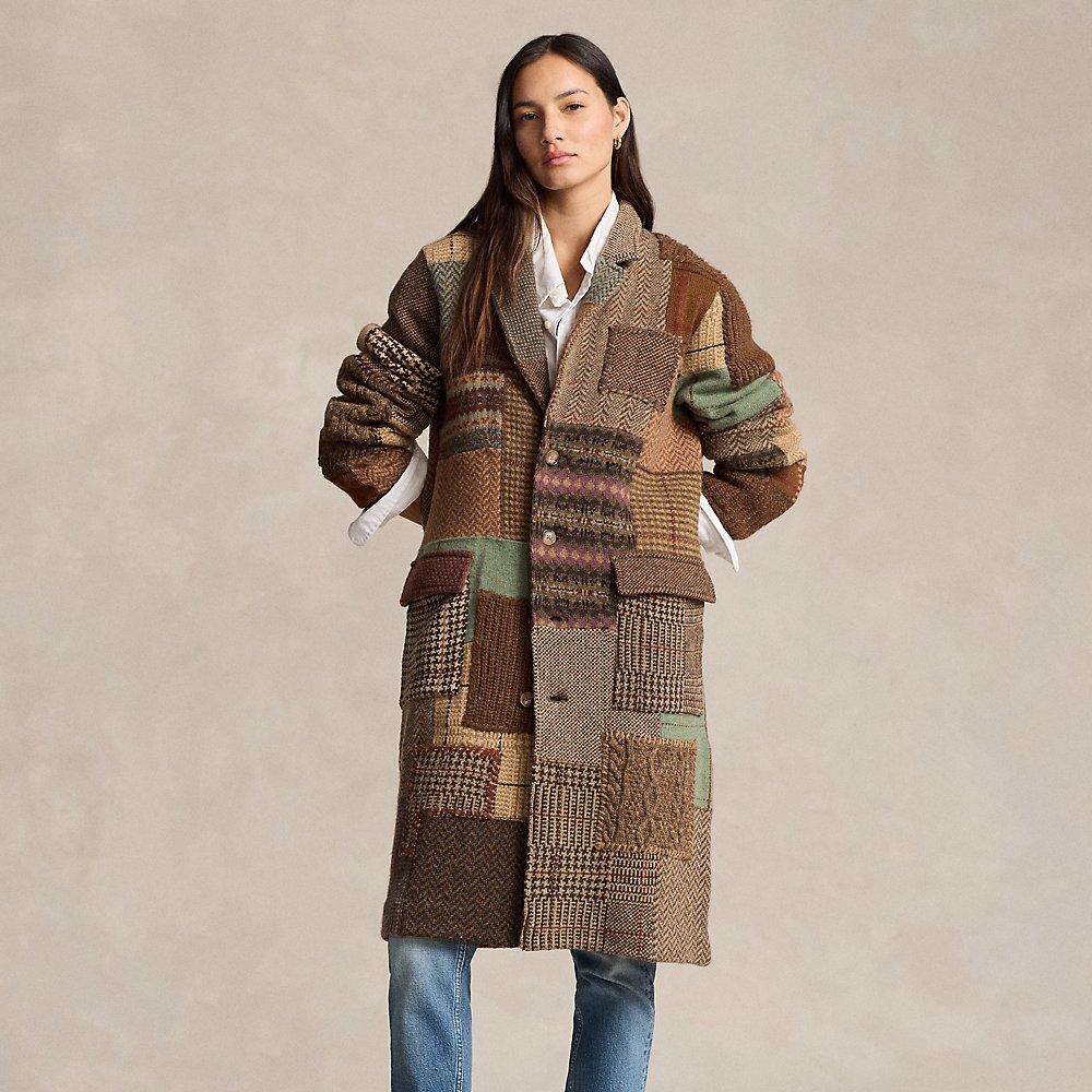 Ralph Lauren Patchwork Wool-blend Coat in Brown | Lyst