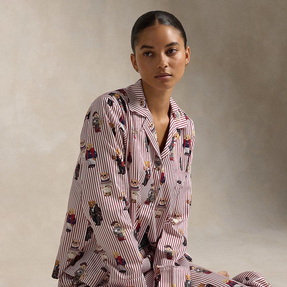 Ralph Lauren Polo Bear Cotton Long-sleeve Pajama Set in Pink | Lyst