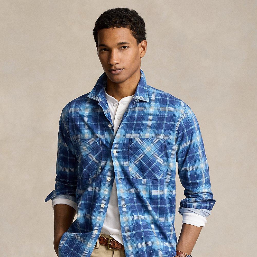 Ralph Lauren Classic Fit Plaid Flannel Camp Shirt in Blue for Men | Lyst