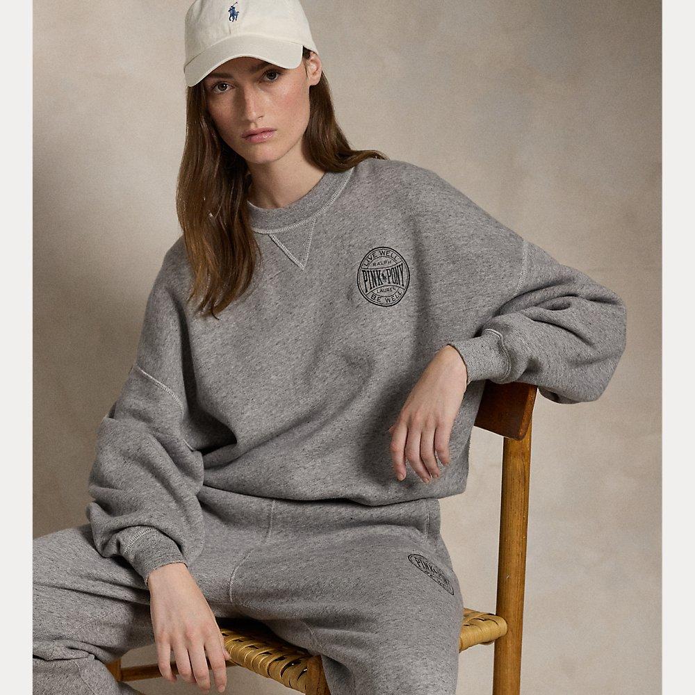 Polo Ralph Lauren Pink Pony Logo Fleece Crewneck in Gray | Lyst