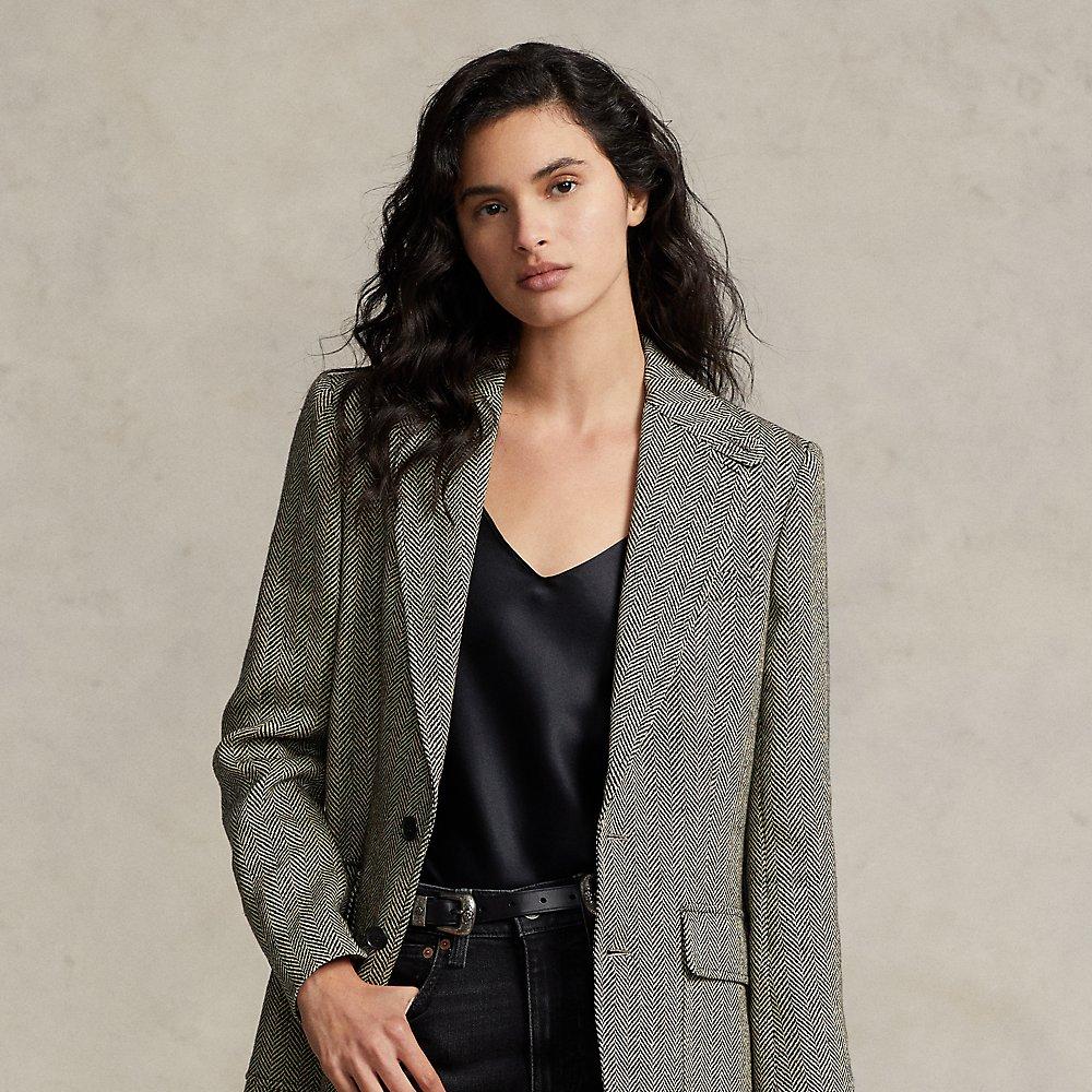 Ralph Lauren Herringbone Linen-blend Blazer in Gray | Lyst