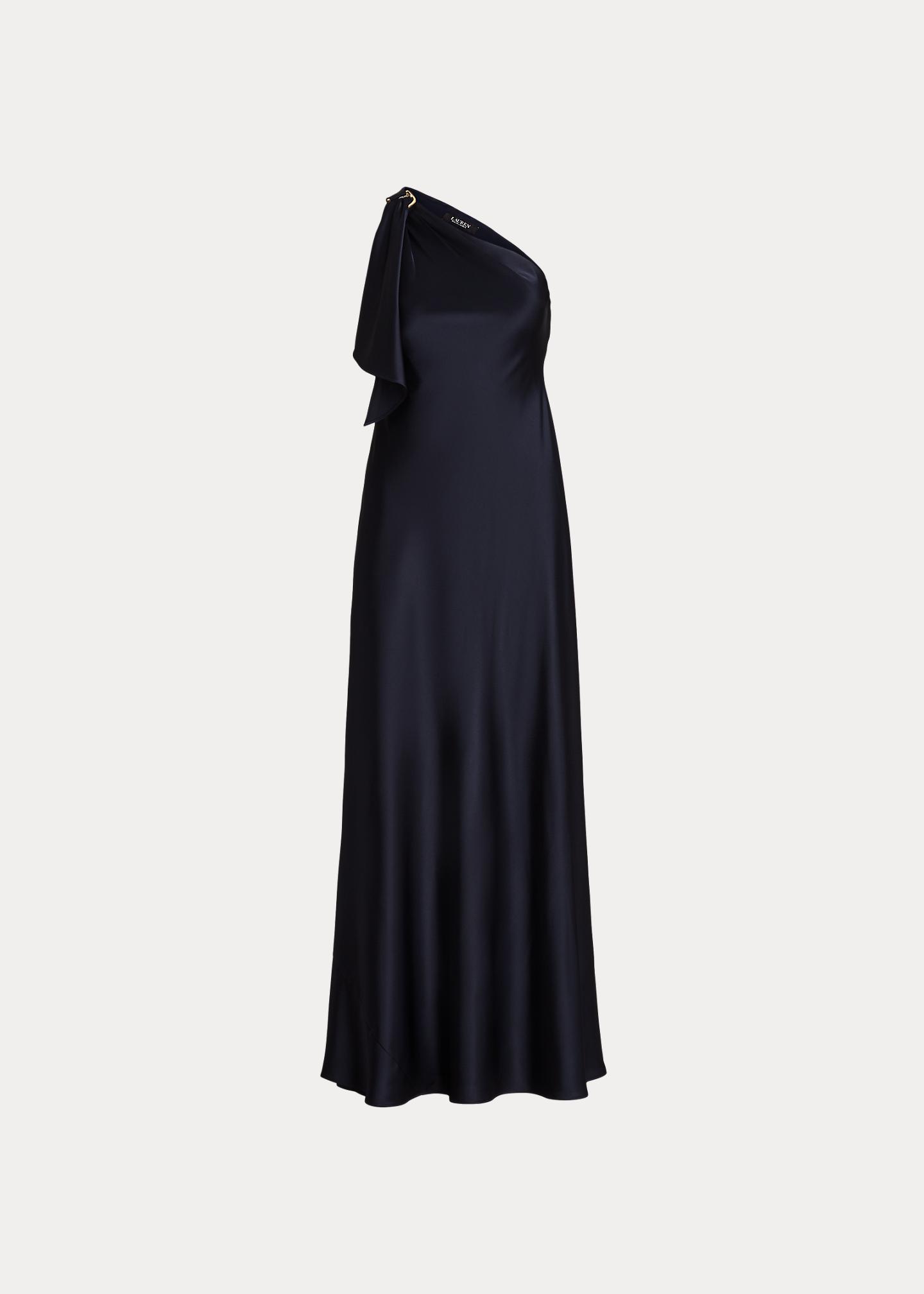 Ralph Lauren Satin Charmeuse One-shoulder Gown in Blue | Lyst UK