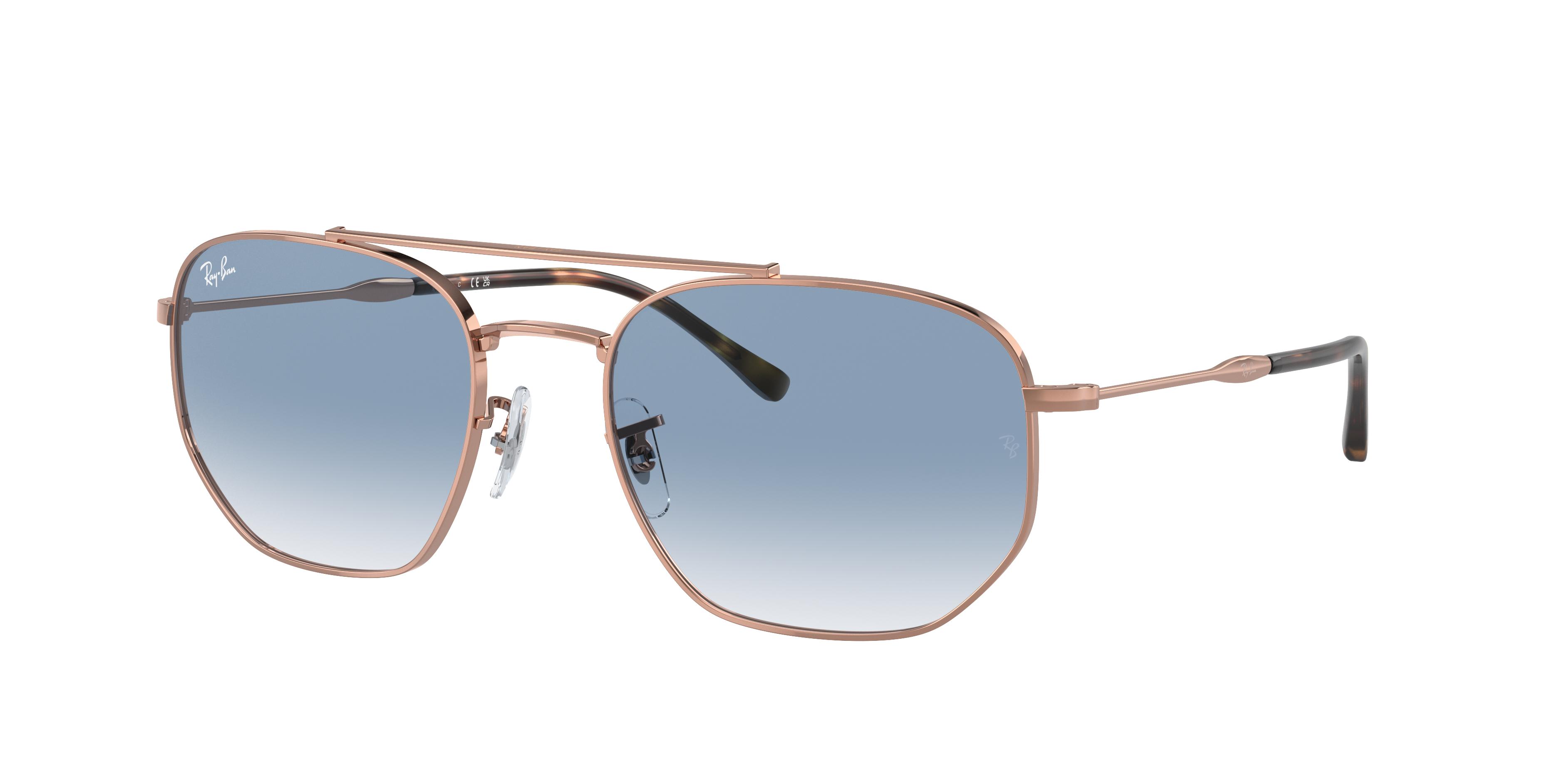 Ray-Ban Sunglasses Unisex Rb3707 - Rose Gold Frame Blue Lenses 54-20 in ...