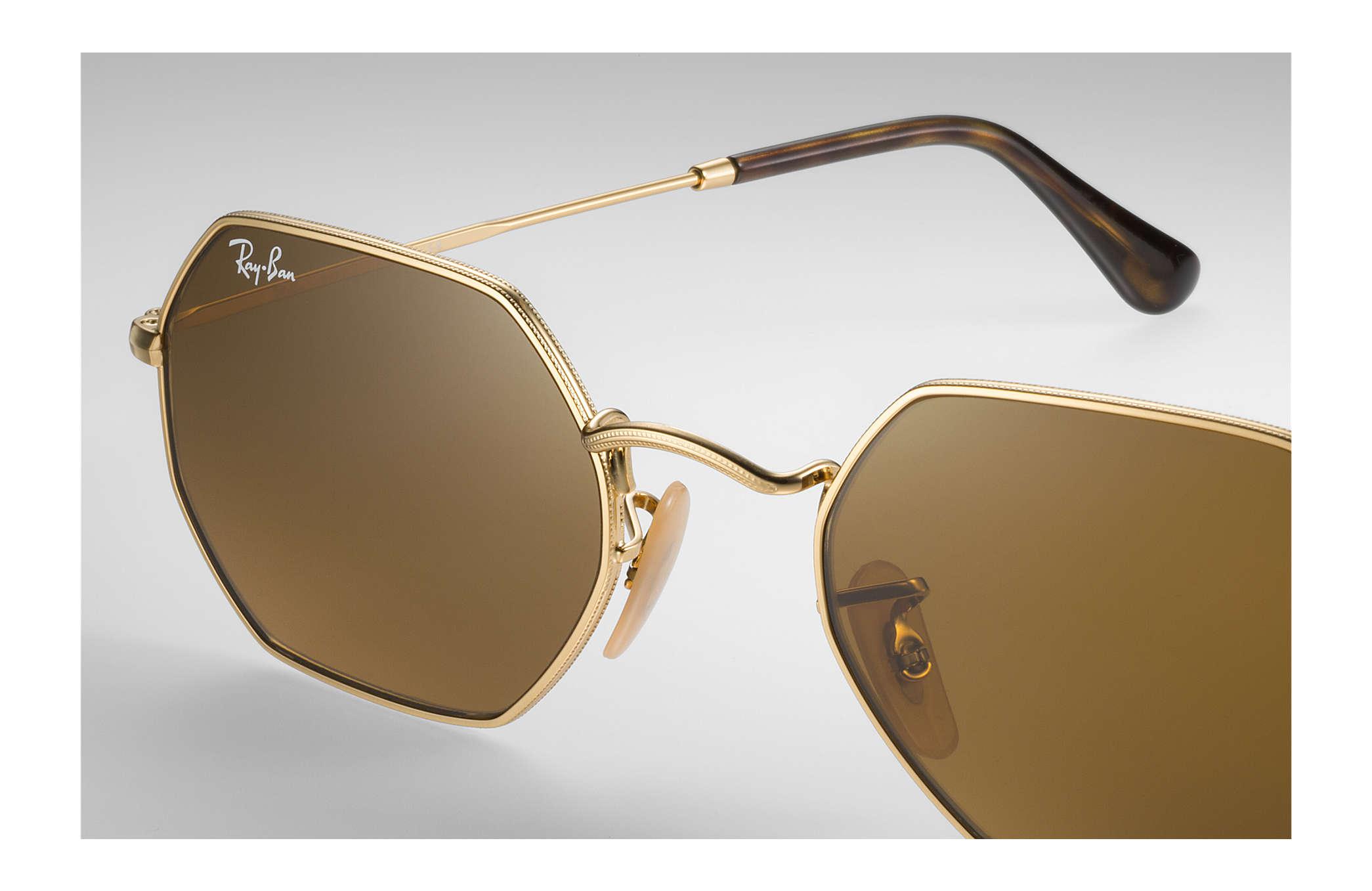 Ray Ban Octagonal Classic In Goldbrown Brown Lyst