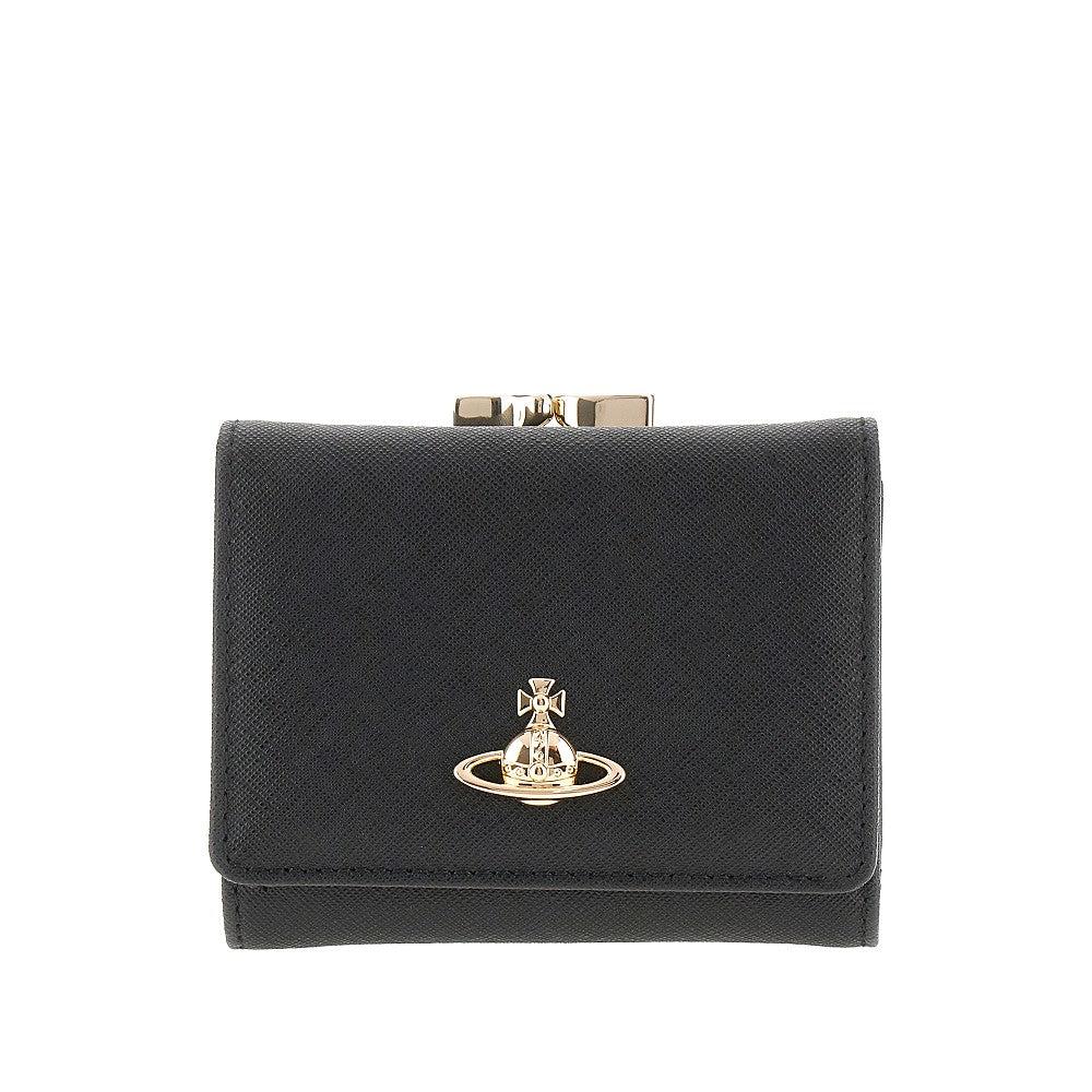 Vivienne Westwood Saffiano Leather Small 'Frame' Wallet in Black | Lyst