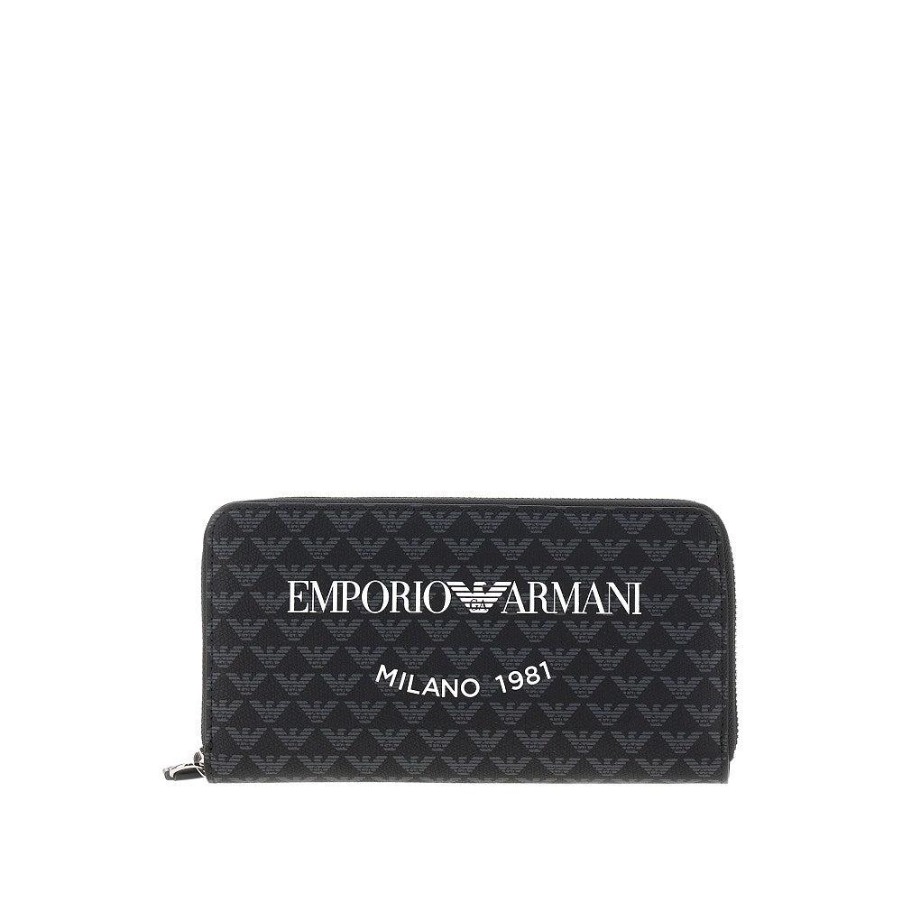 Emporio Armani Faux Leather Zip-Around Wallet in Black | Lyst UK