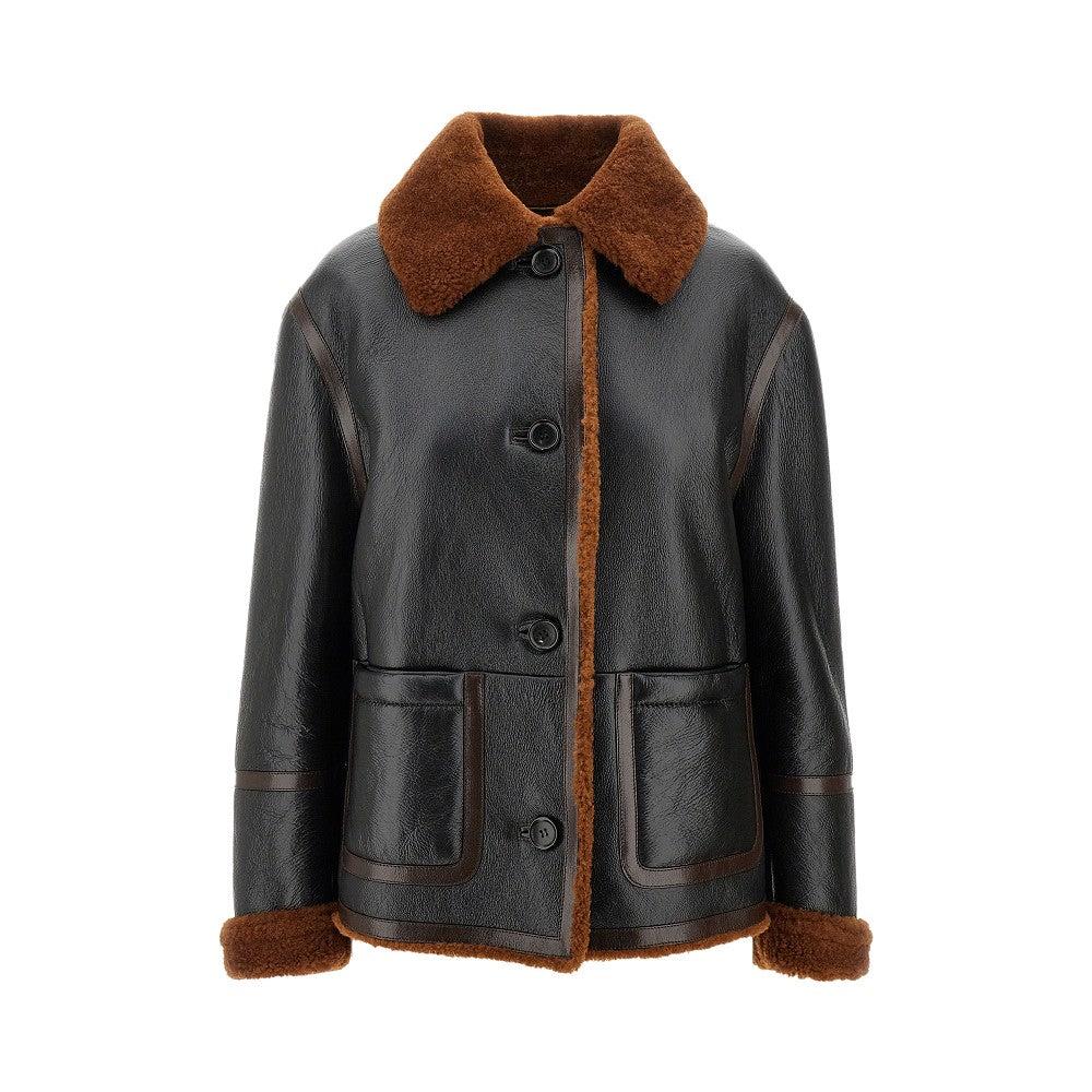 Bally Leather Jacket With Shearling Lining in Black | Lyst