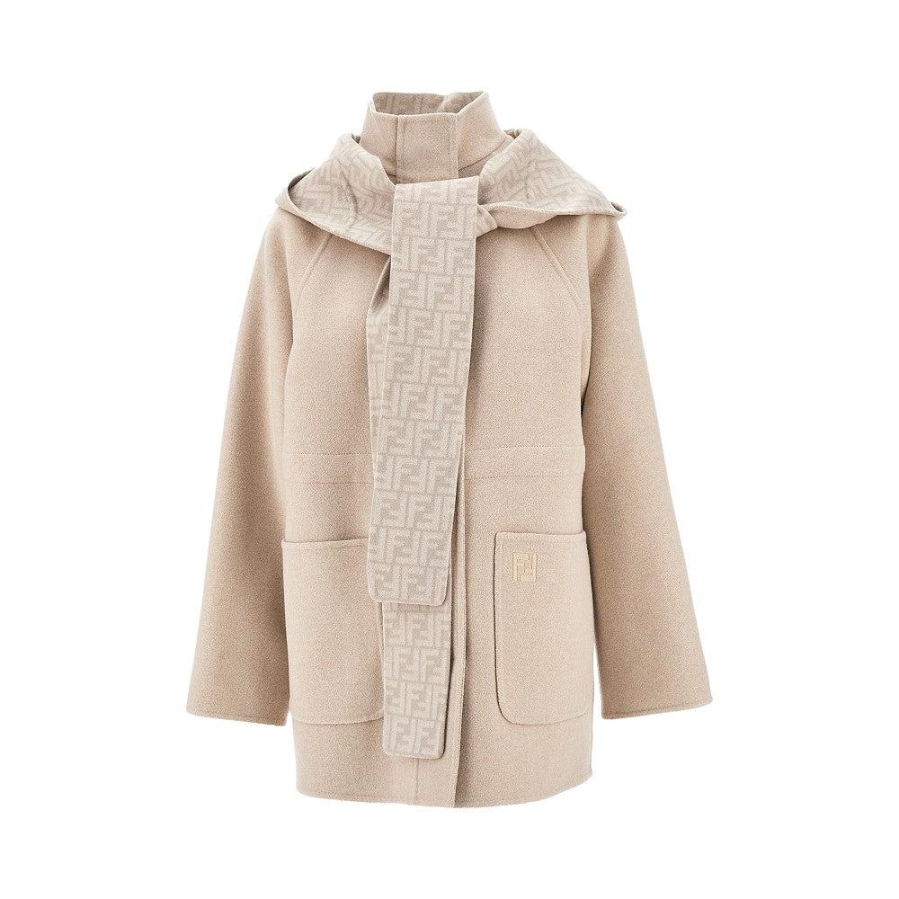 Fendi Wool Blouson Jacket With Detachable Hood in Natural | Lyst