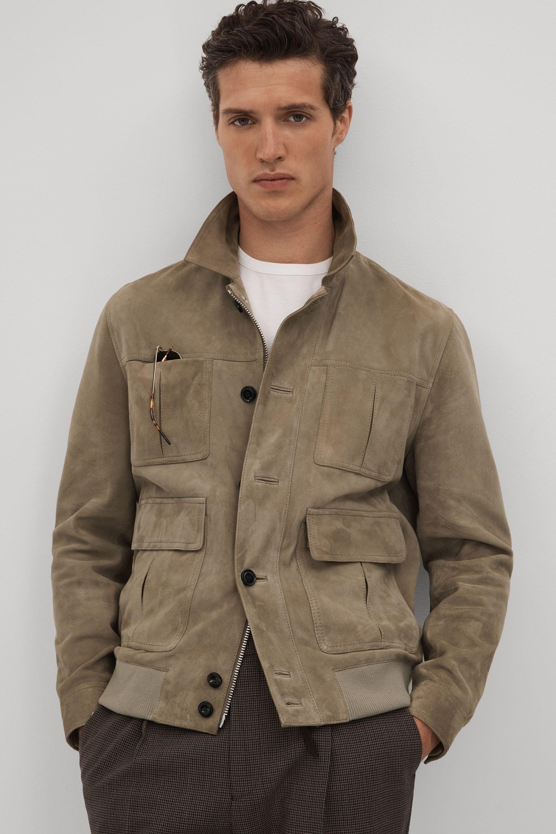 Reiss Suede Chest Pocket Jacket in Brown for Men | Lyst