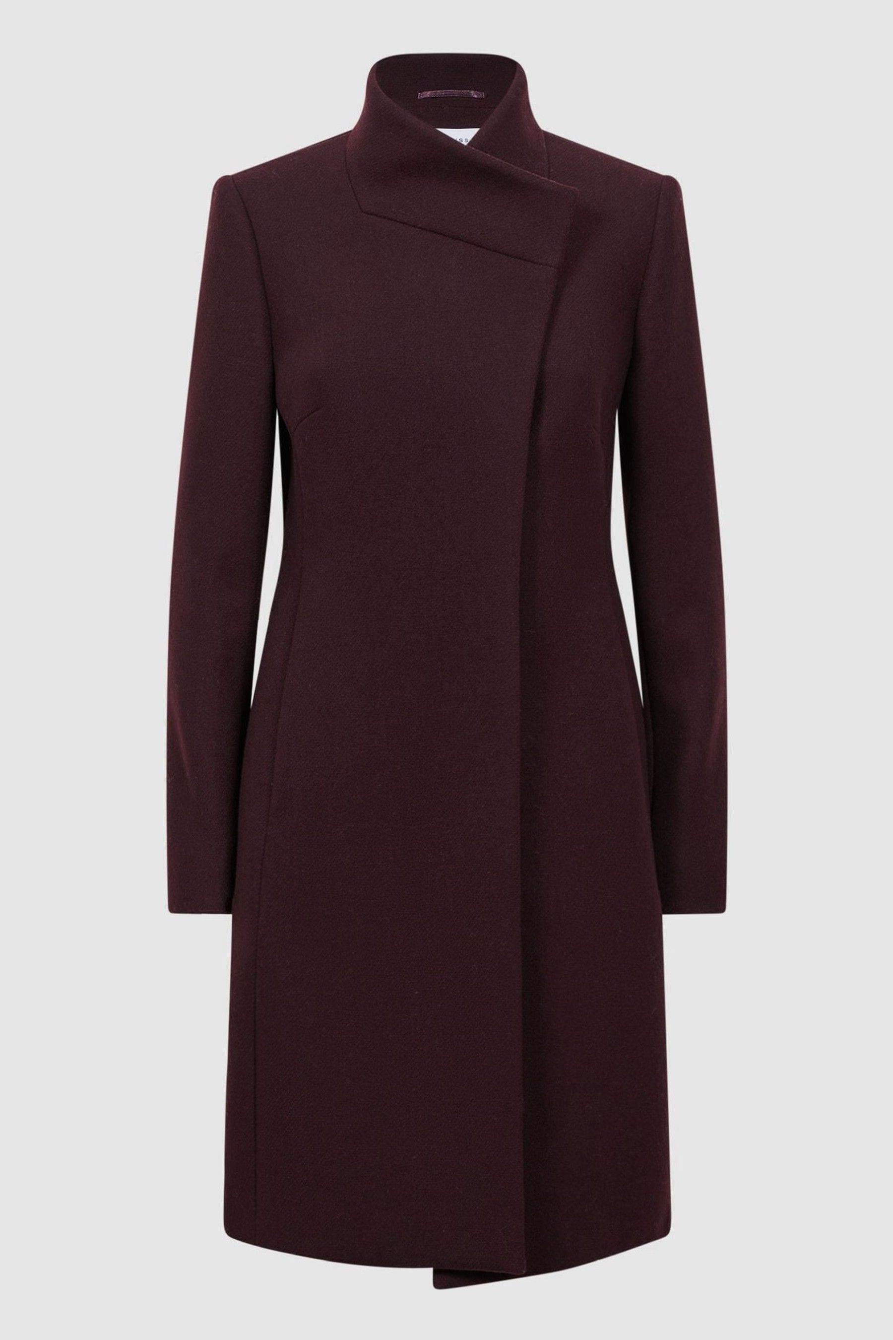Reiss Mia - Berry Wool Blend Mid-length Coat in Purple | Lyst