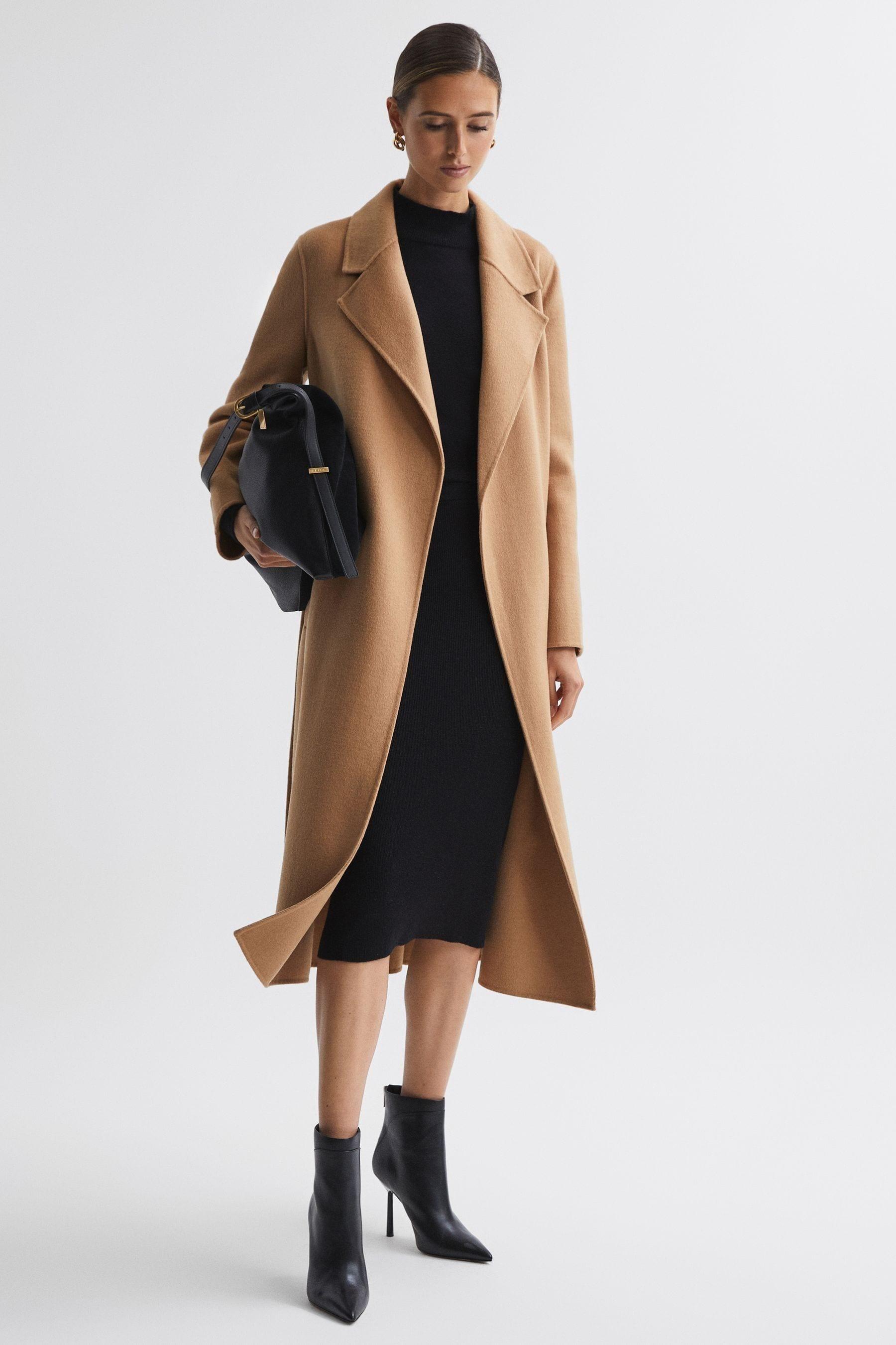 Reiss Emile - Camel Petite Wool Belted Blindseam Coat in Brown | Lyst