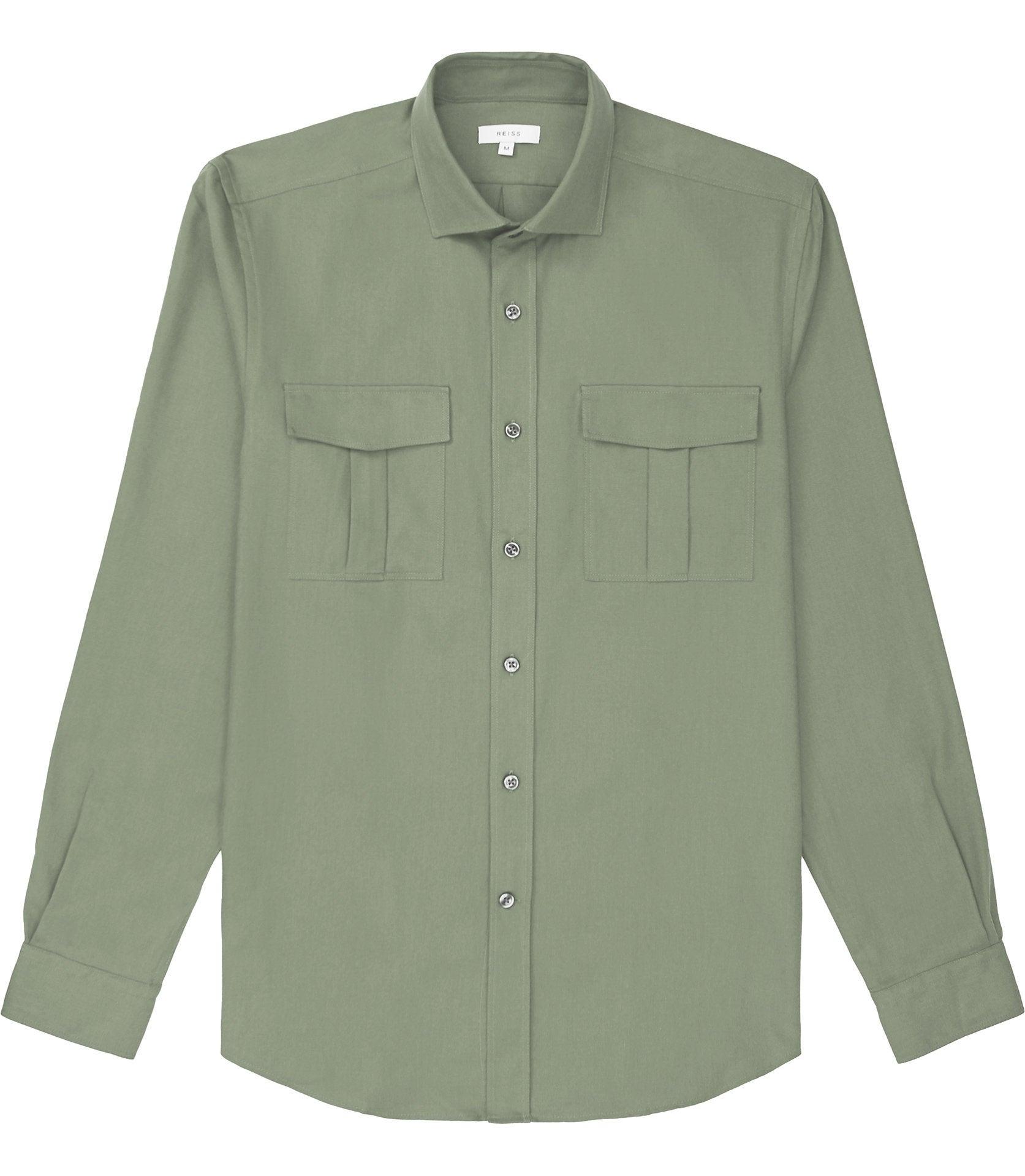 Reiss Cotton Twin Pocket Overshirt in Pale Green (Green) for Men - Lyst