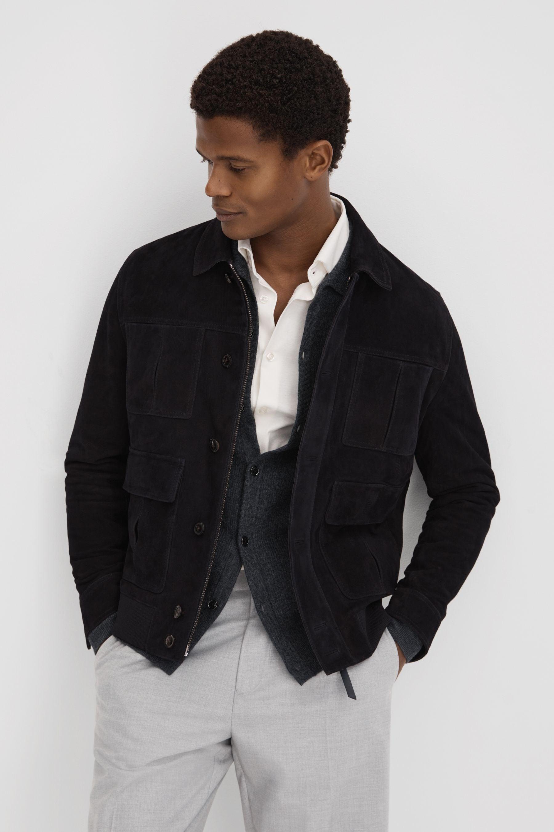 Reiss Thomas - Navy Suede Chest Pocket Jacket in Black for Men | Lyst Reiss Thomas - Navy Suede Chest Pocket Jacket in Black for Men | Lyst